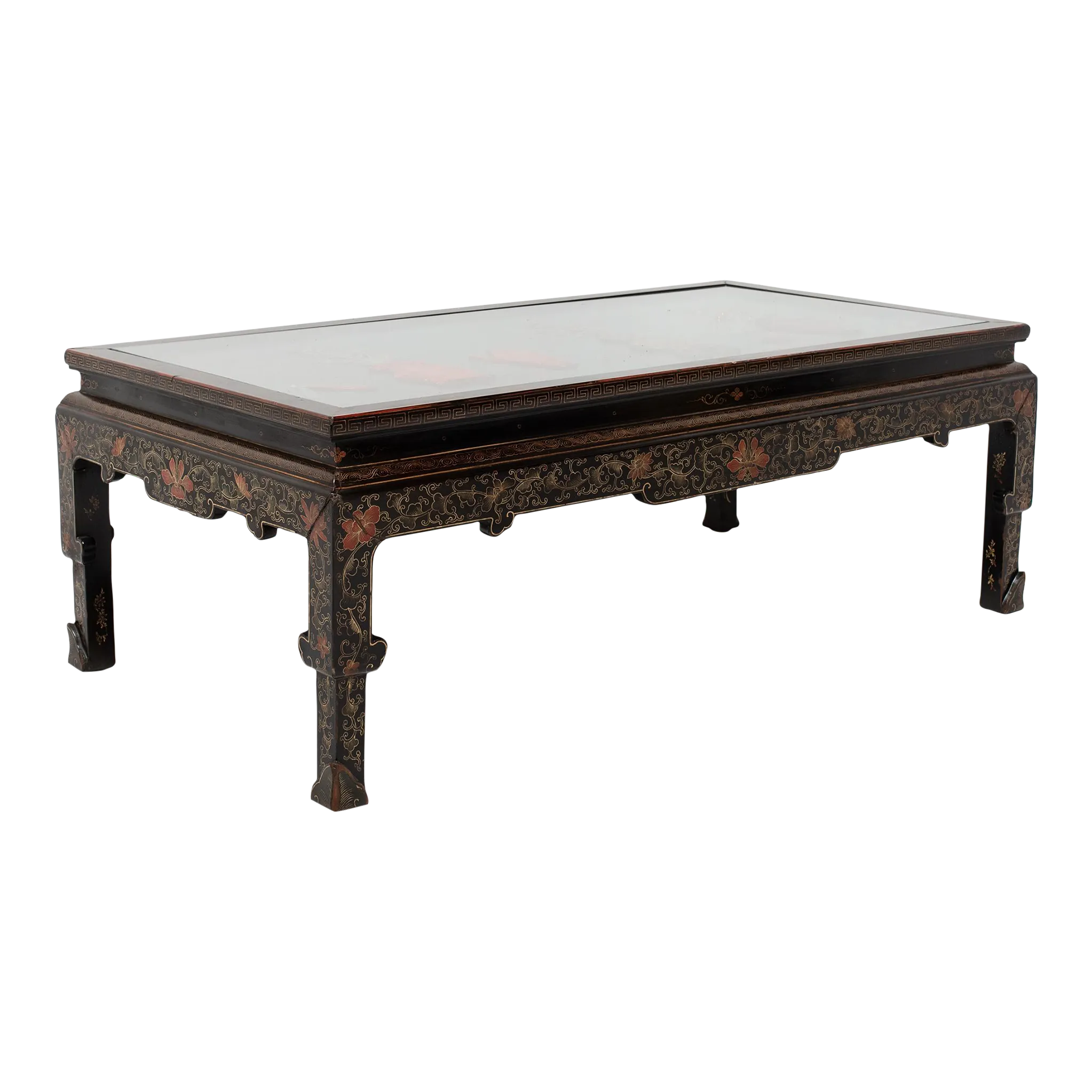 Chinese Painted Kang Table With Stone Inlay, Century 1900 | Chairish