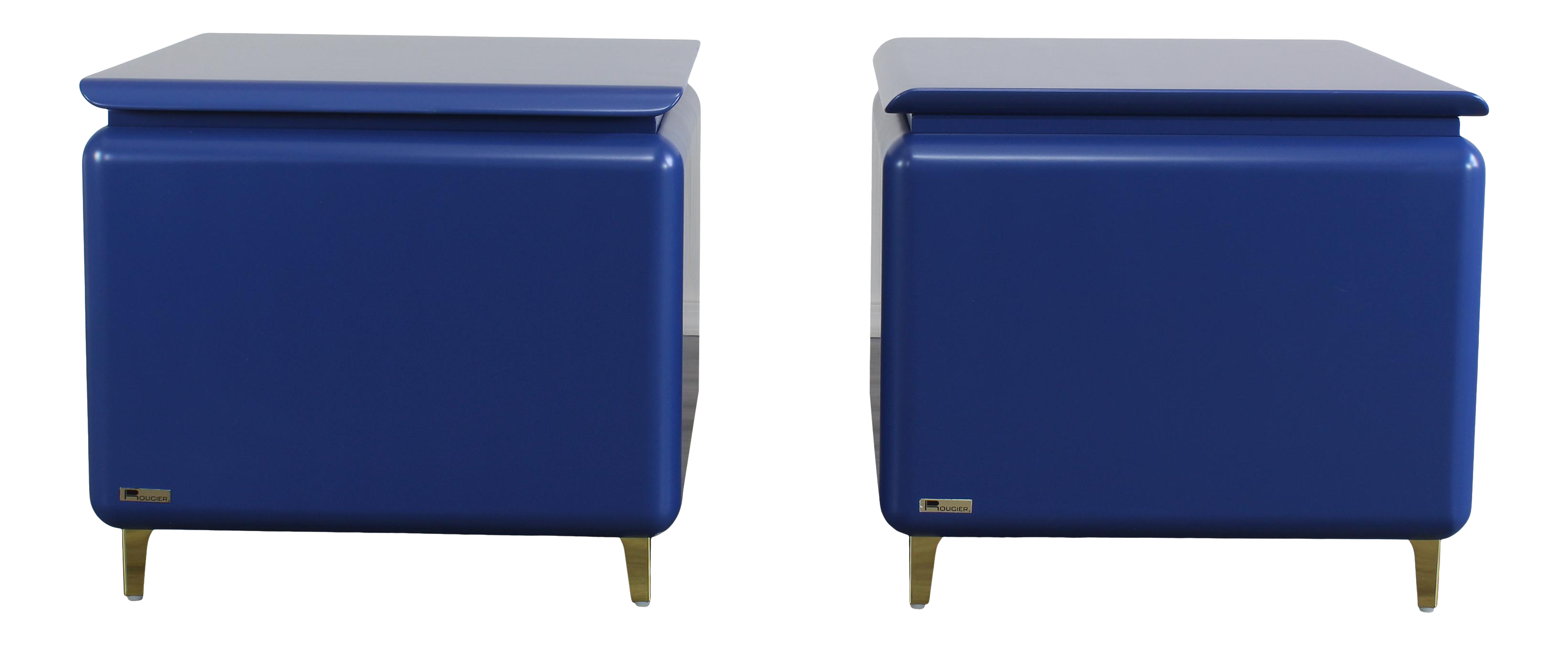 Vintage Rougier Blue Side Tables, a Pair | Chairish