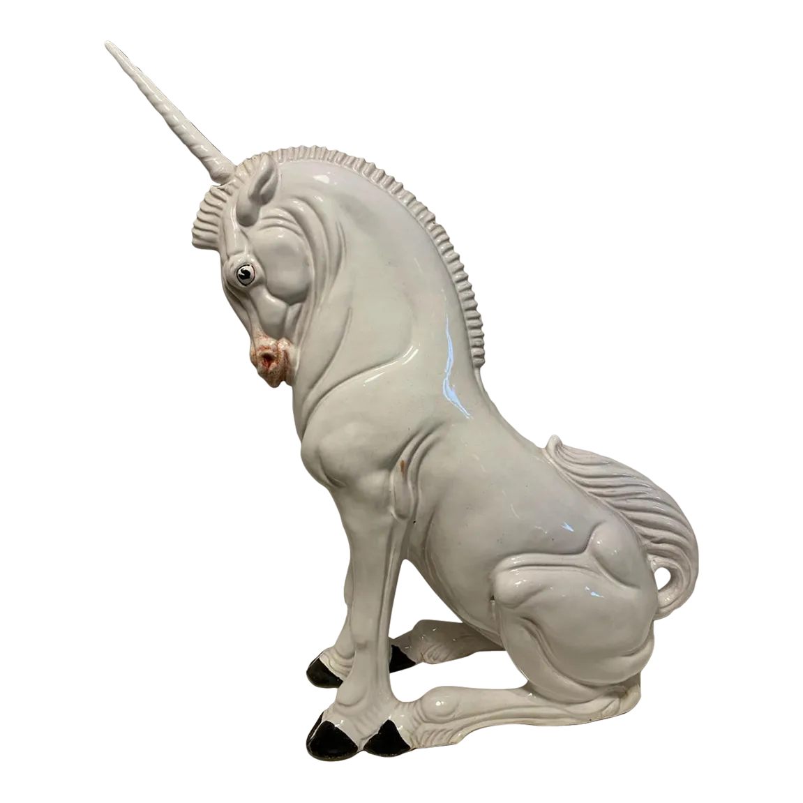Italian Terracotta Unicorn Statue Mid Century | Chairish