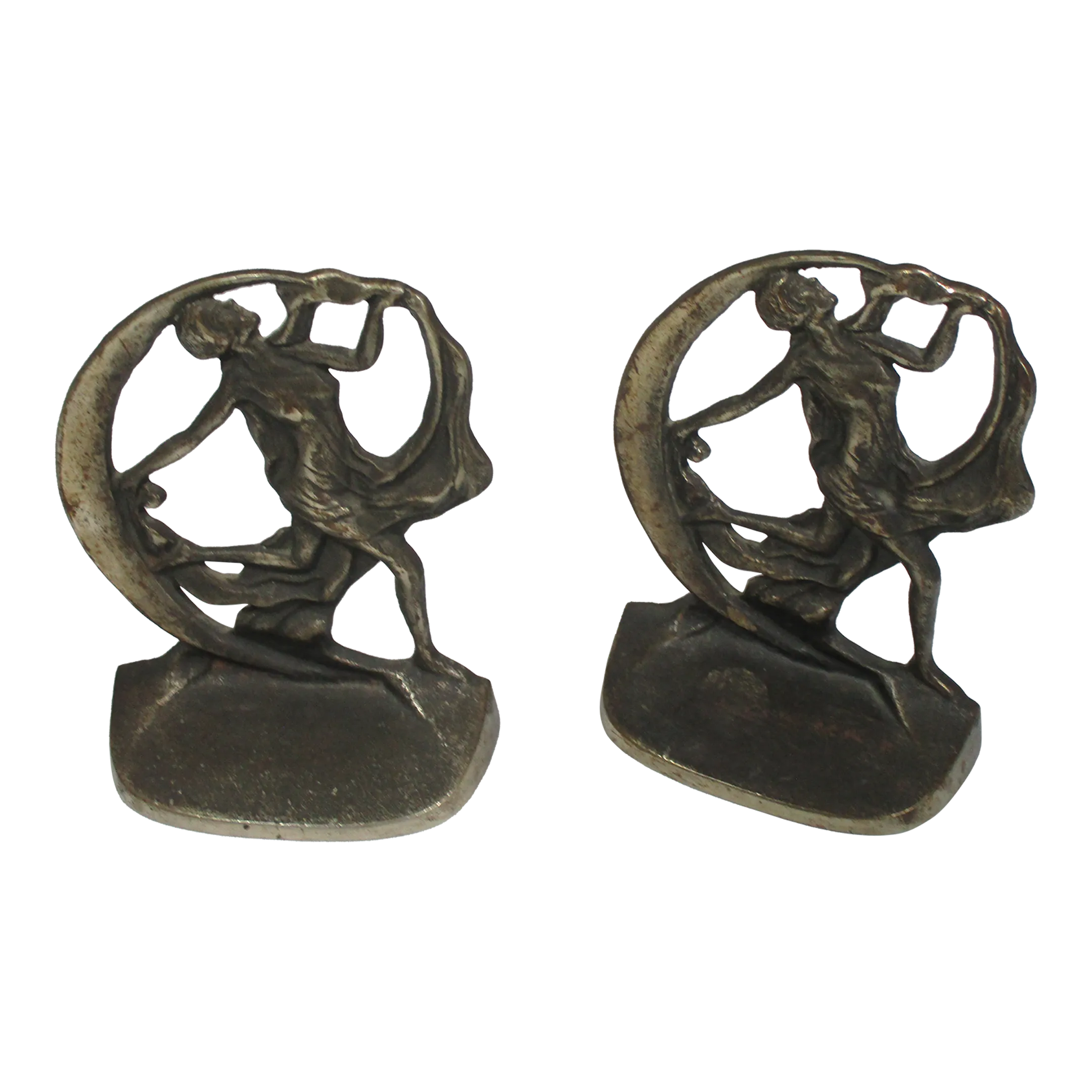 1930s = Art Deco Female Dancing Iron Bookends, Pair | Chairish