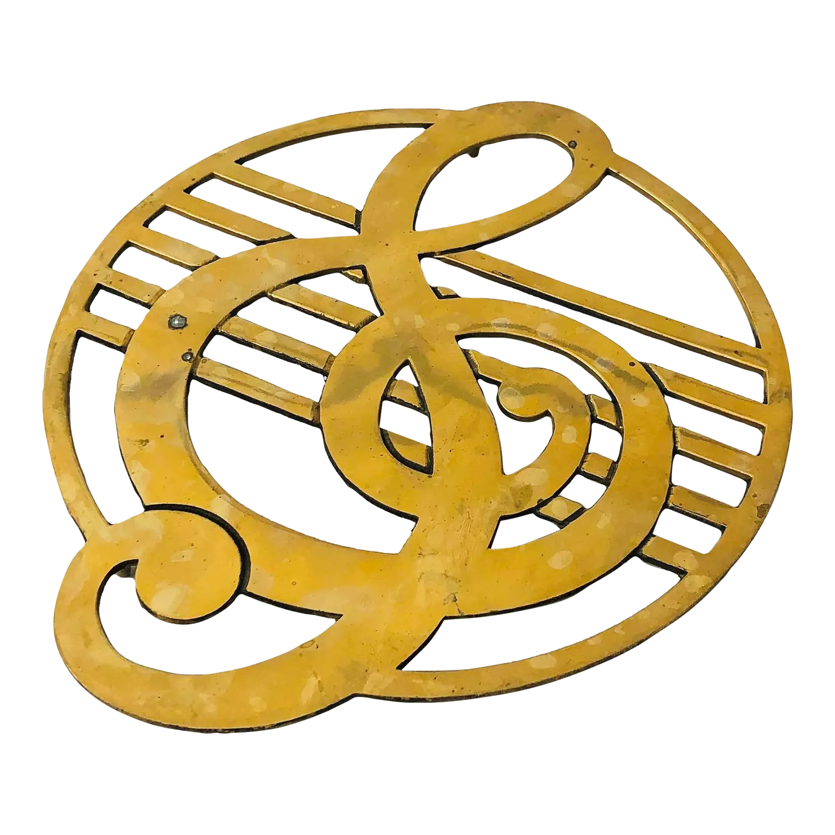 Brass Treble Clef Trivet | Chairish