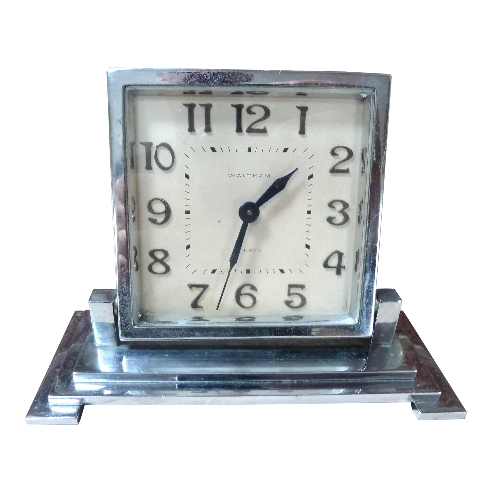 Art Deco Chrome Free Standing Clock, Circa 1930 | Chairish