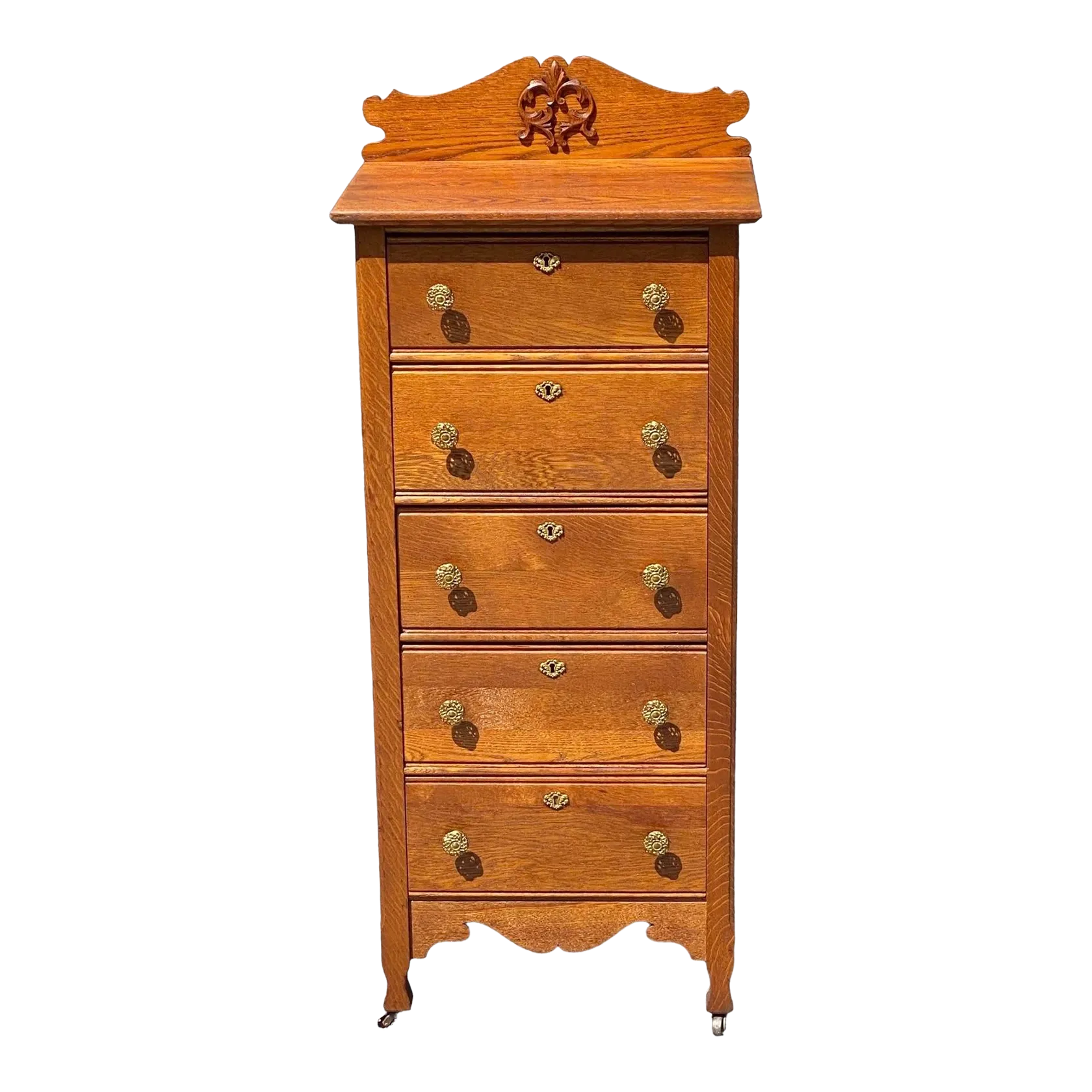 Late 19th Century Antique Victorian Oak Five Drawer Lingerie Chest With ...