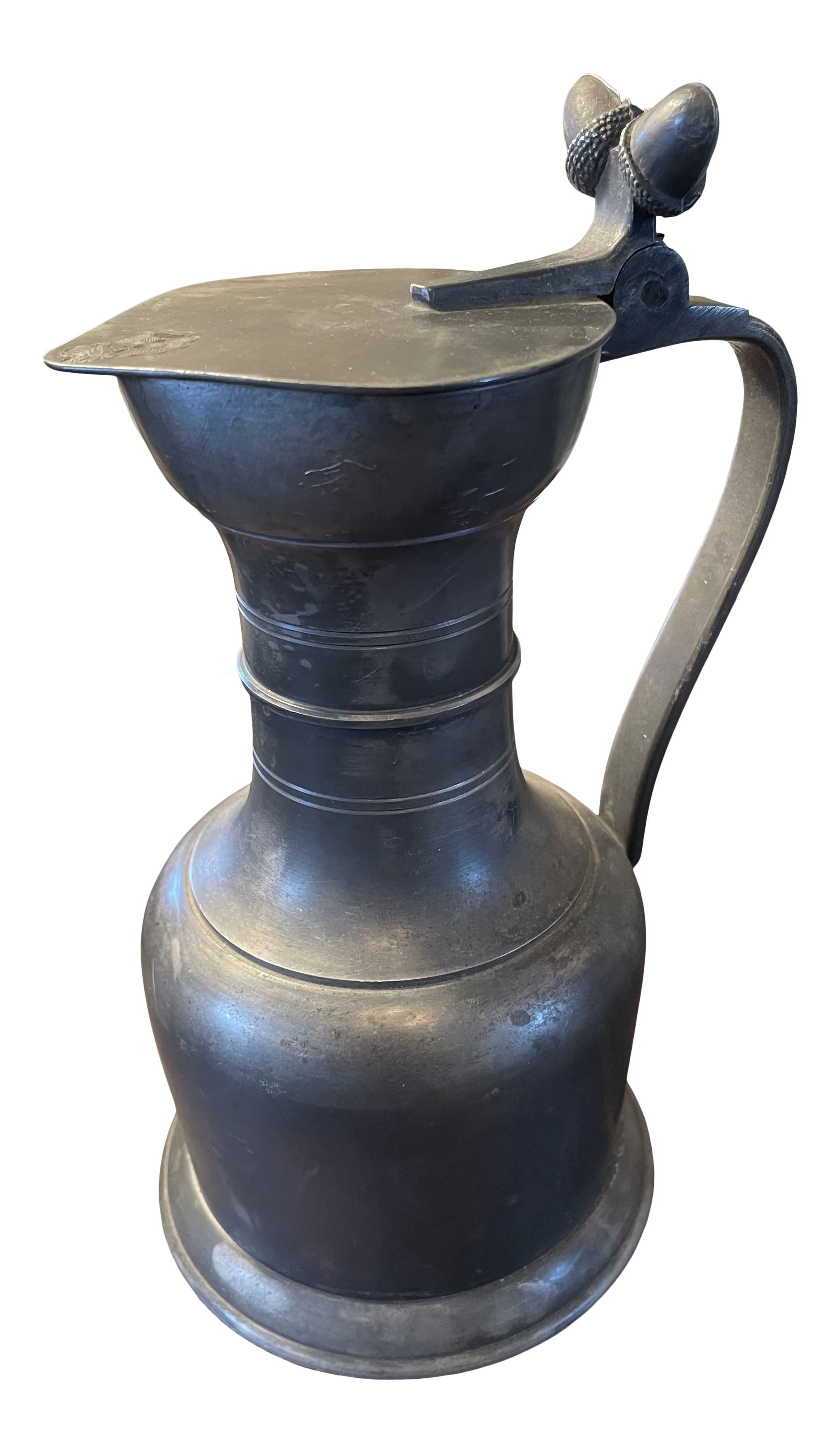18th Century French Pewter Tappit Hen Measure Lidded Tankard with Acorn ...