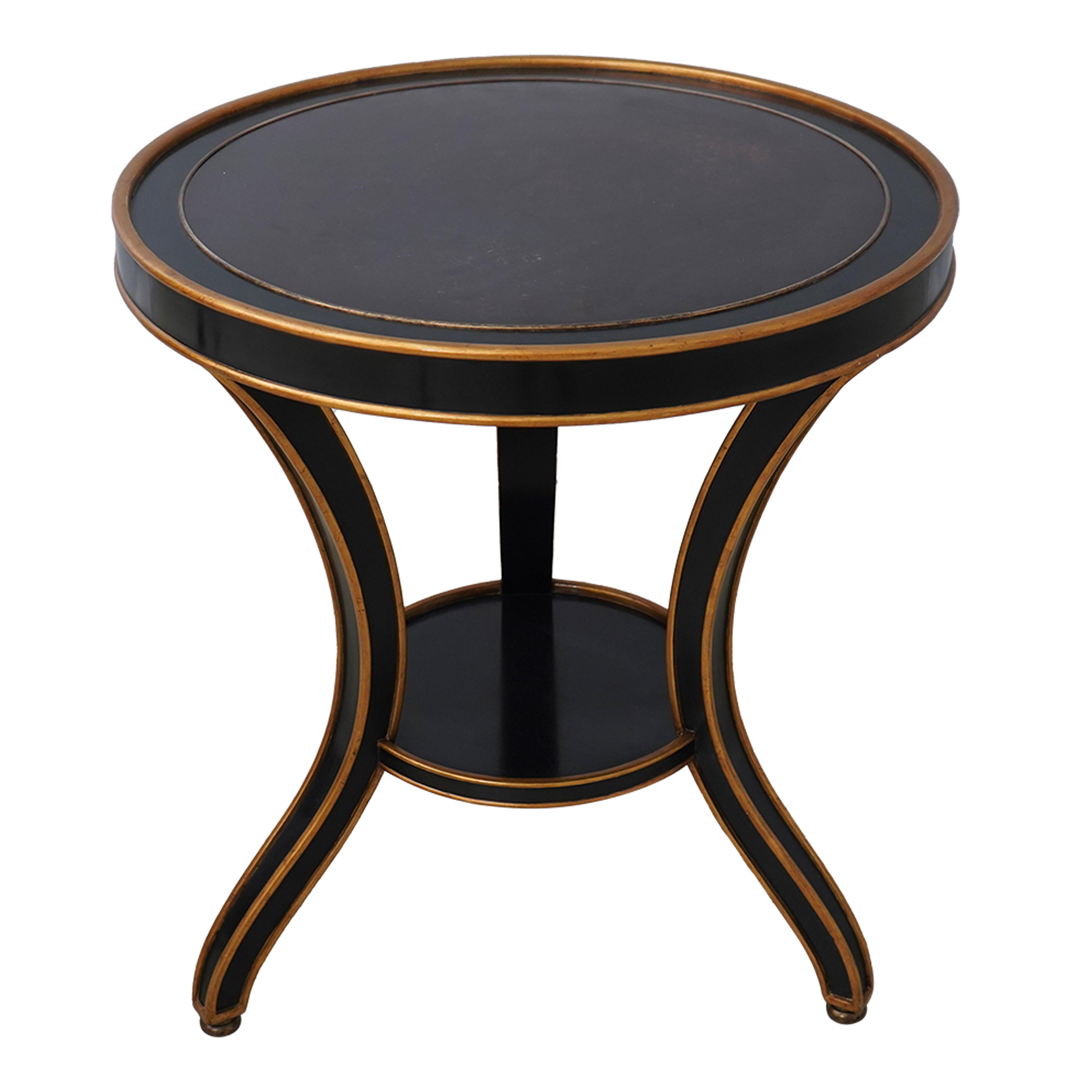 Regency Style Round Black & Gold Lamp Table | Chairish