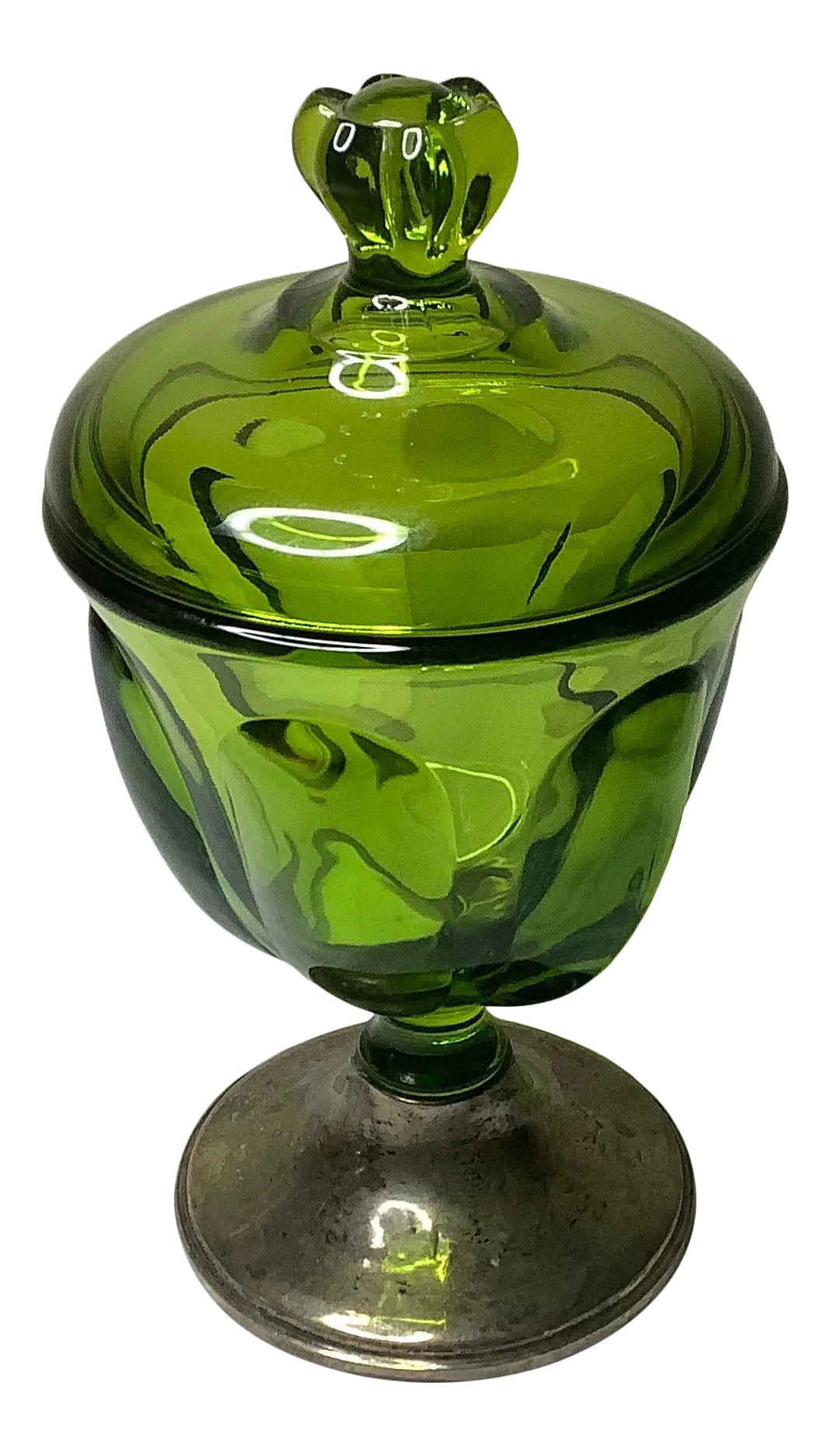 Antique Sterling Silver & Glass Candy Dish | Chairish