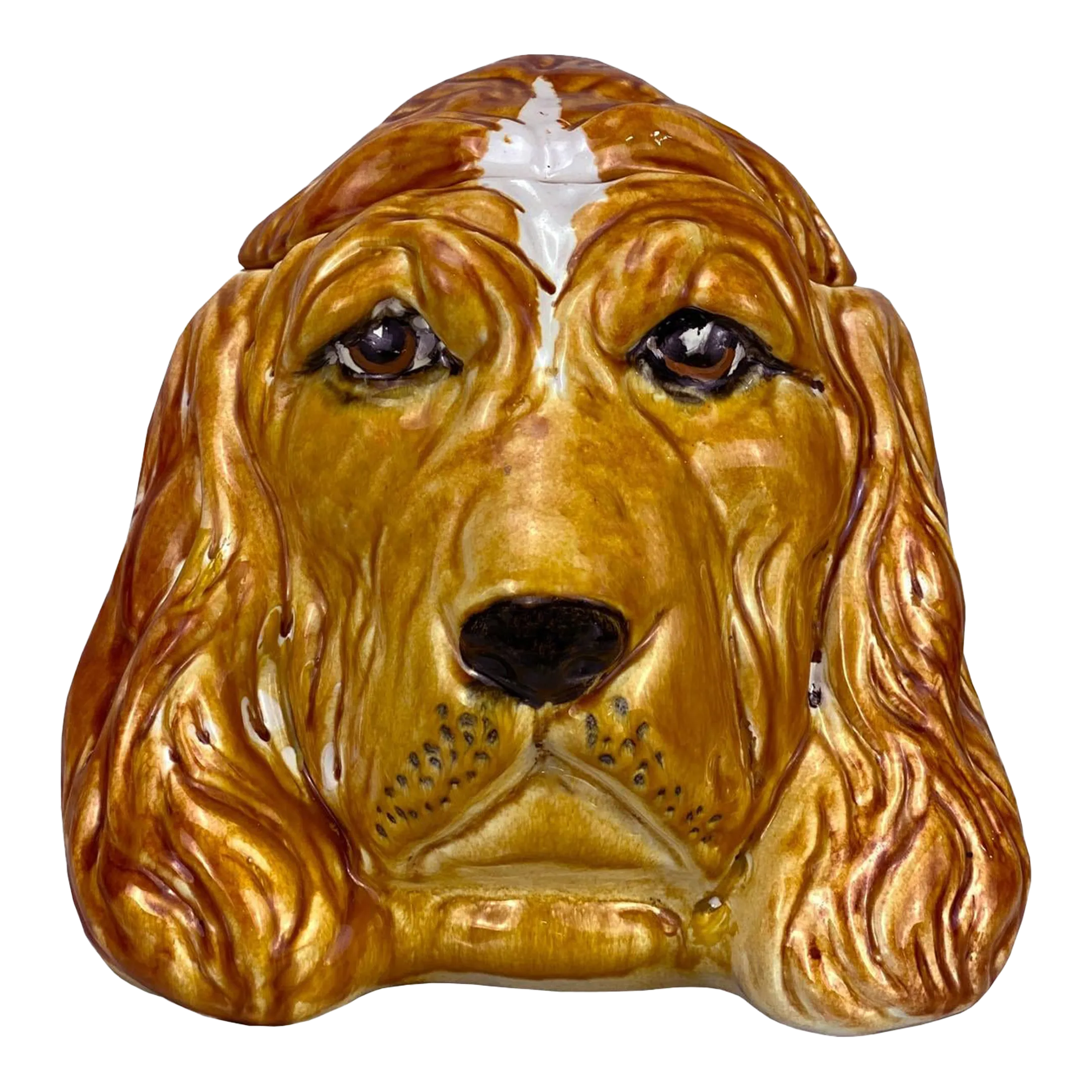 Vintage Italian Porcelain Spaniel Dog Cookie Biscuit Jar W/ Lid | Chairish