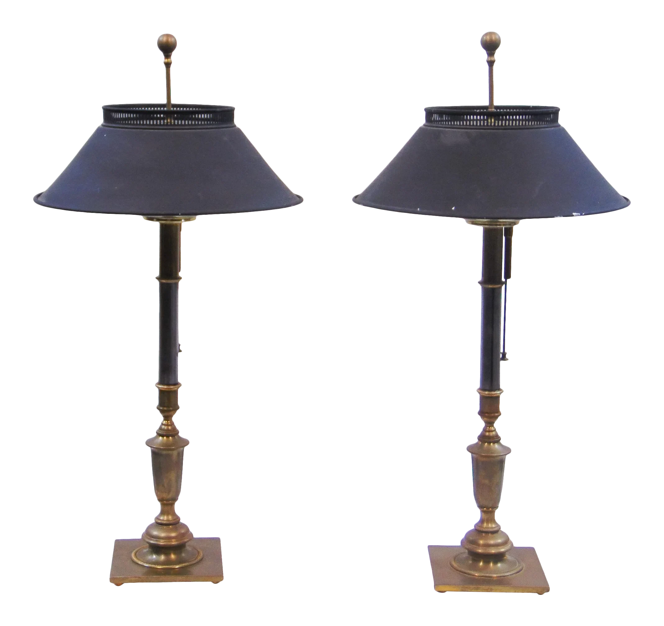 Regency Style Brass Candlestick Form Lamps - a Pair | Chairish