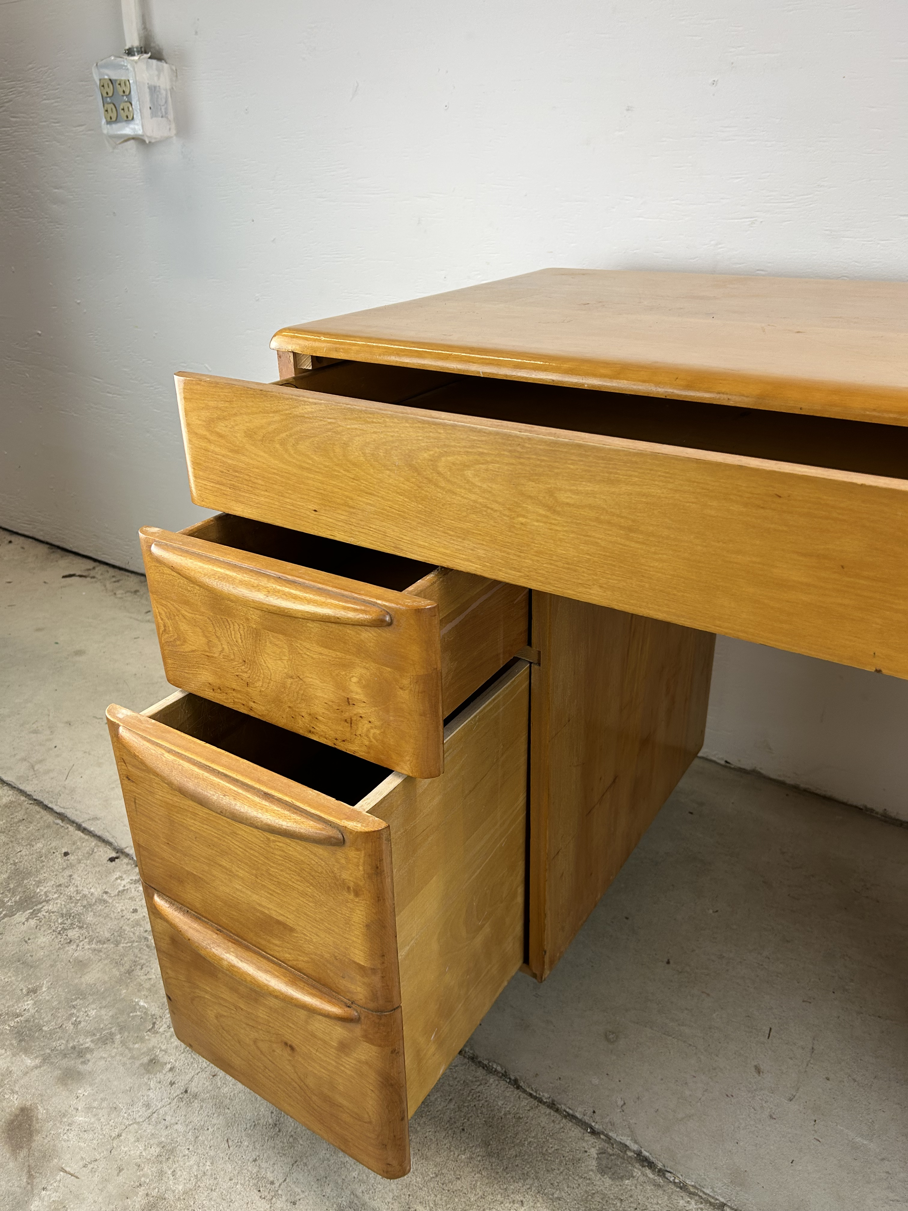 Mid Century Modern Three Drawer Writing Desk by Heywood Wakefield