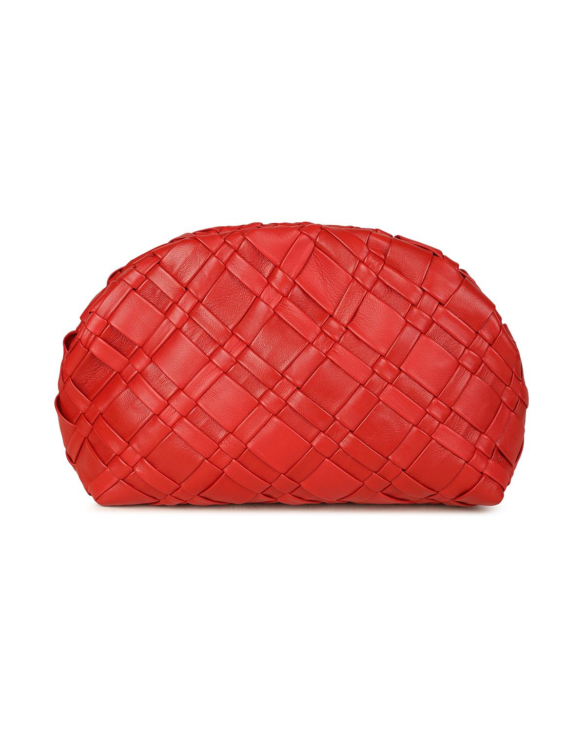Rafe Woven Leather Aya Frame Clutch, Red - Great Gifts Club