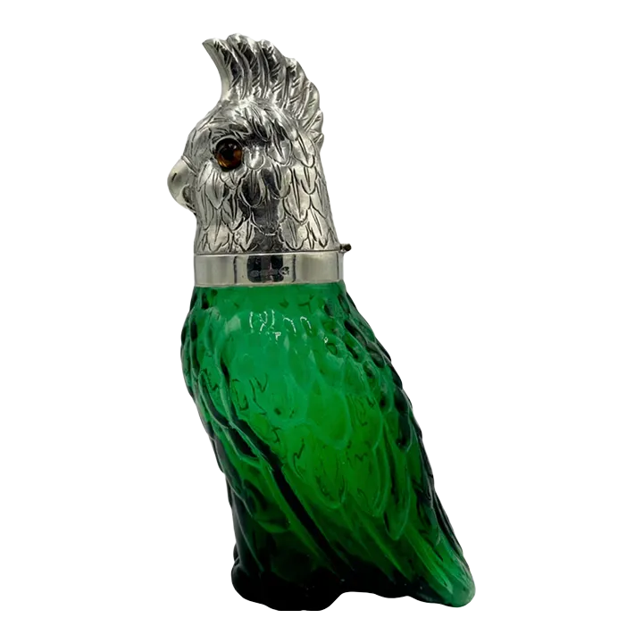 Vintage Green Bird Parrot Cockatoo Glass Claret Jug Decanter Carafe ...