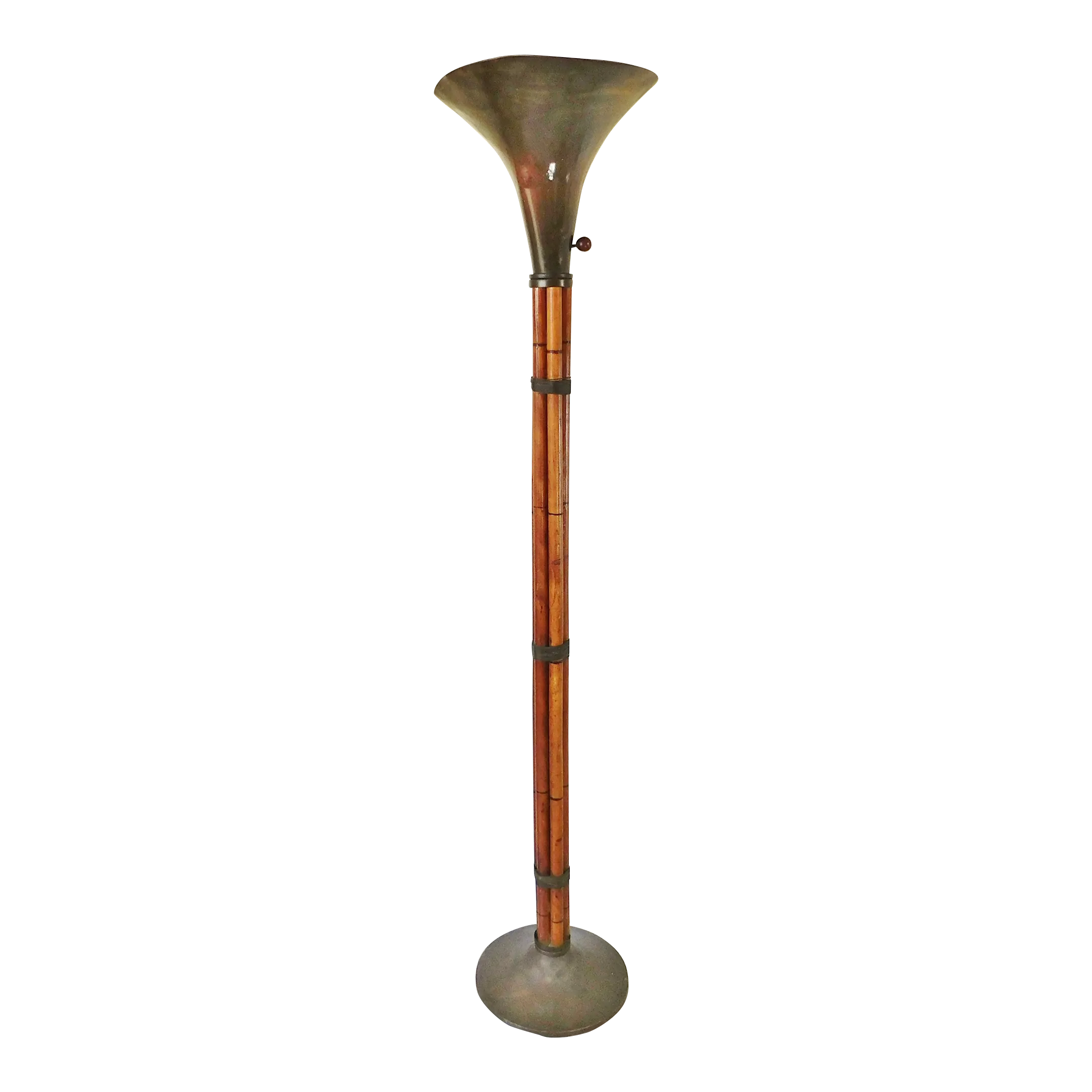 Vintage Mid Century Modern Russell Wright Bamboo & Brass Torchiere ...