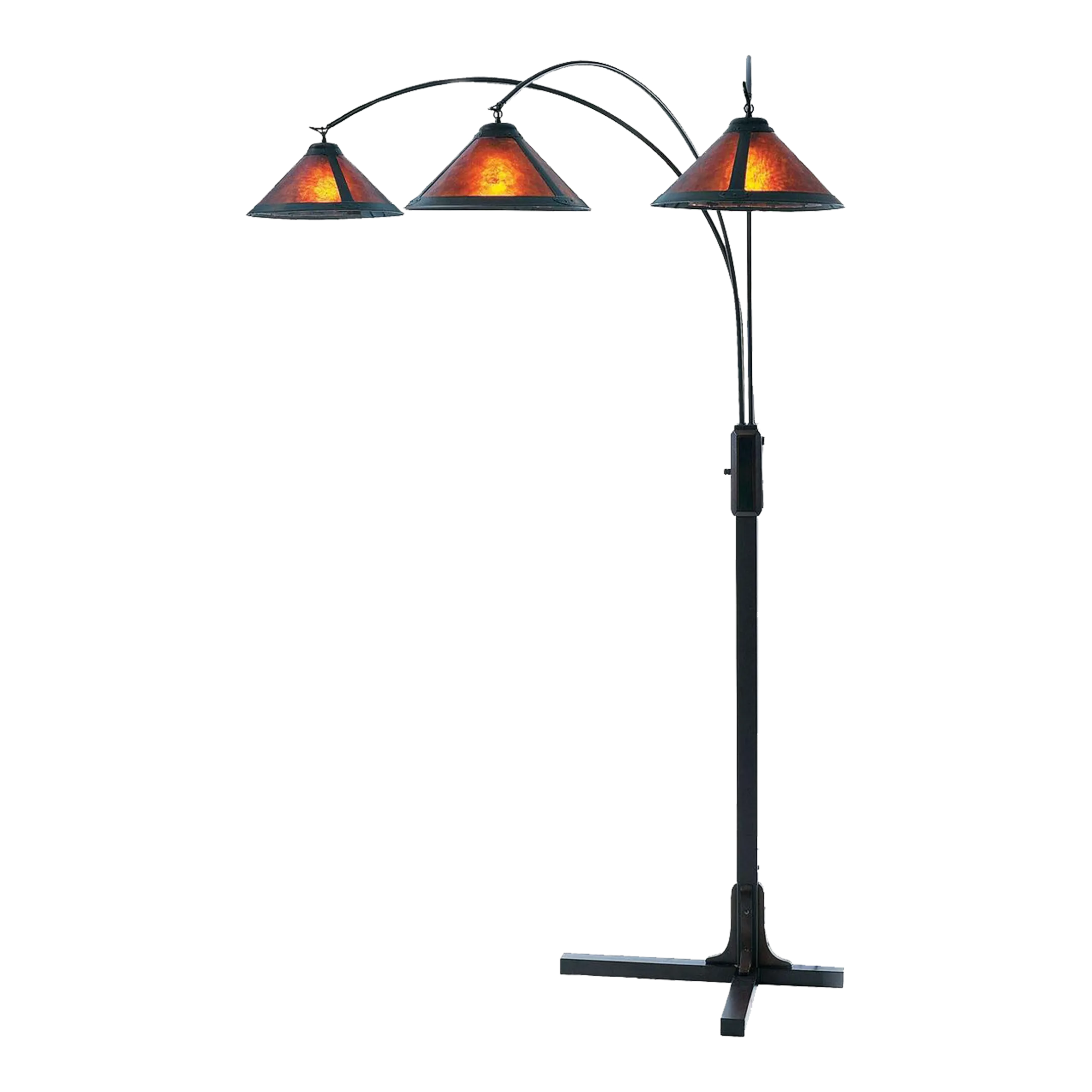 Natural Mica 3 Light Arc Floor Lamp - 86", Espresso Wood , Bronze ...