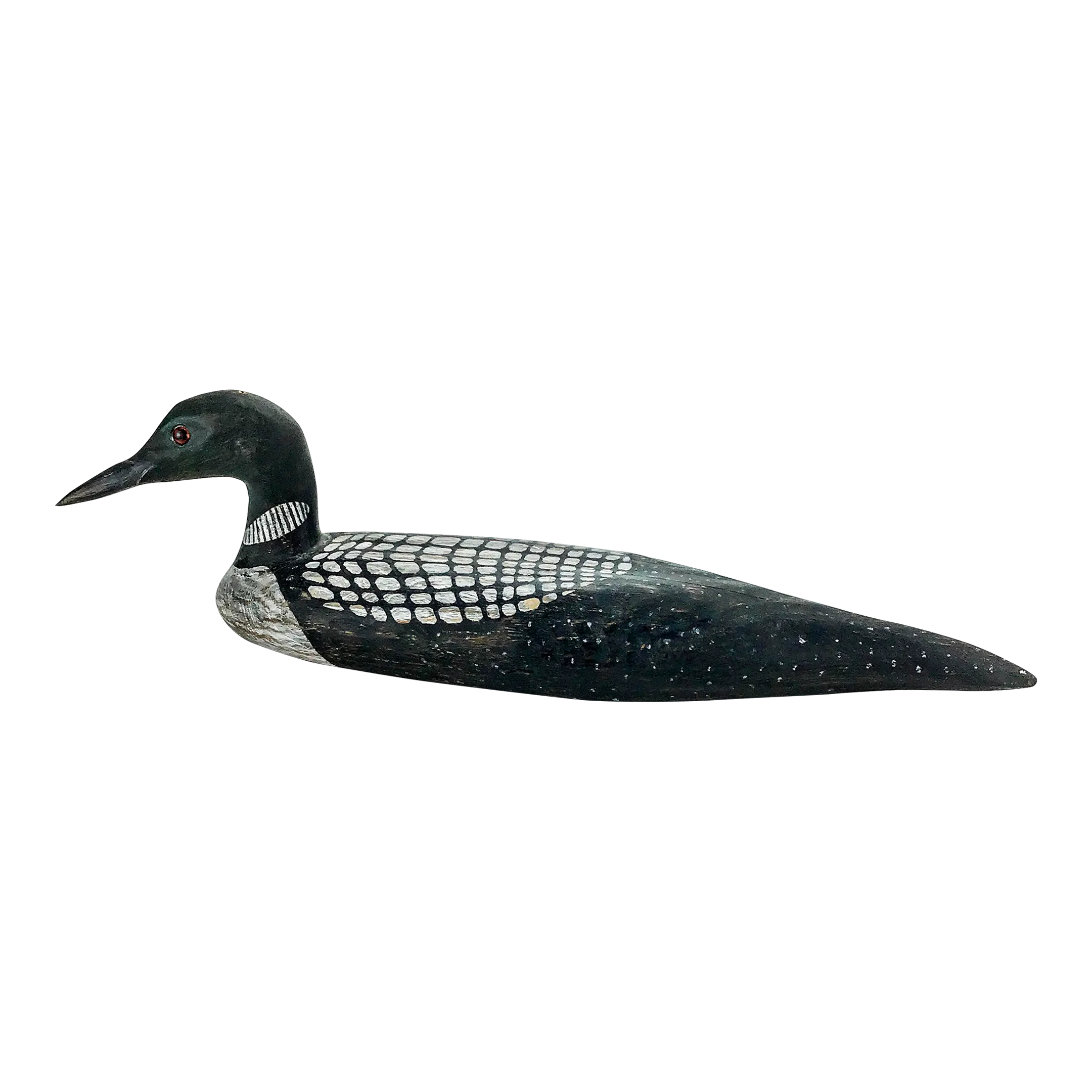 Folk Art Hand Carved Wood Decoy Loon Statue | Chairish