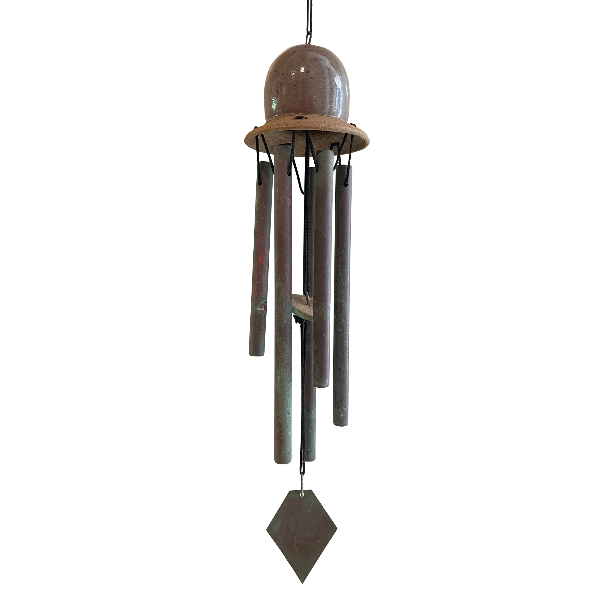 Late 20th Century Studio Pottery Ceramic Copper Wind Chimes | Chairish