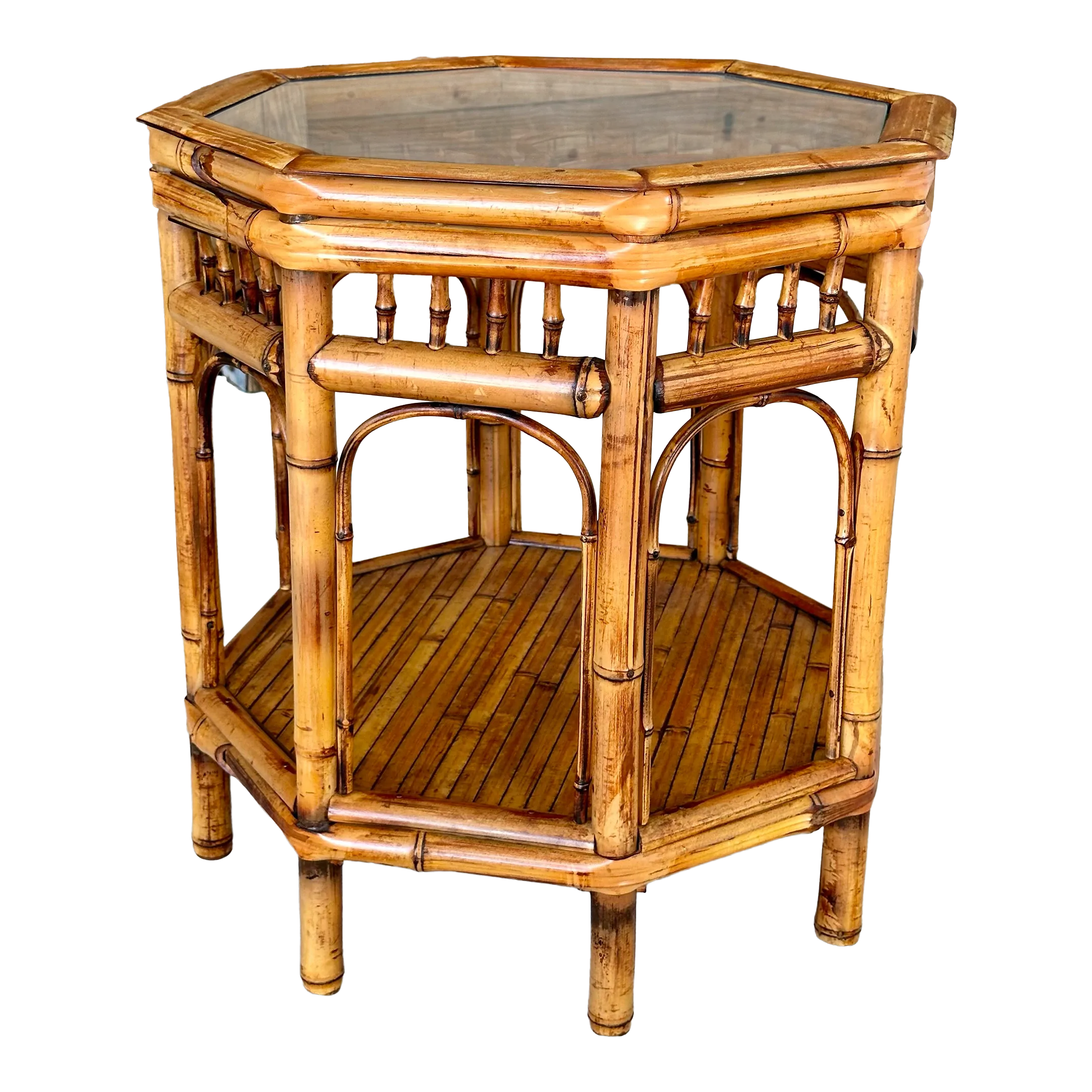 Mid-20th Century Coastal Brighton Pavillion Style Bamboo Side Table ...