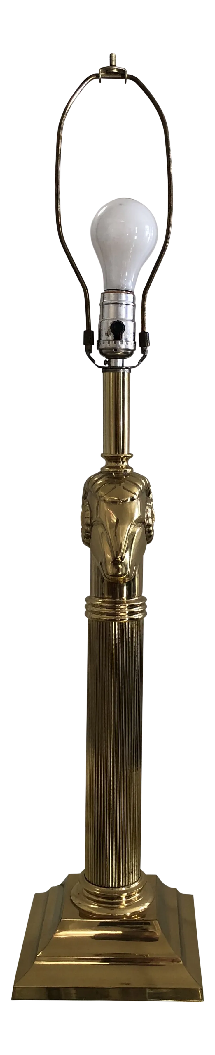 1970s Brass Rams Head Table Lamp | Chairish