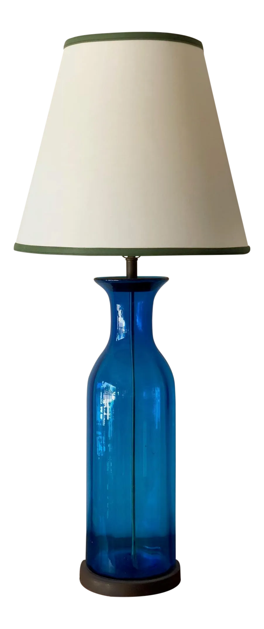 Large Bottle Shaped Glass Lamp by Blenko | Chairish