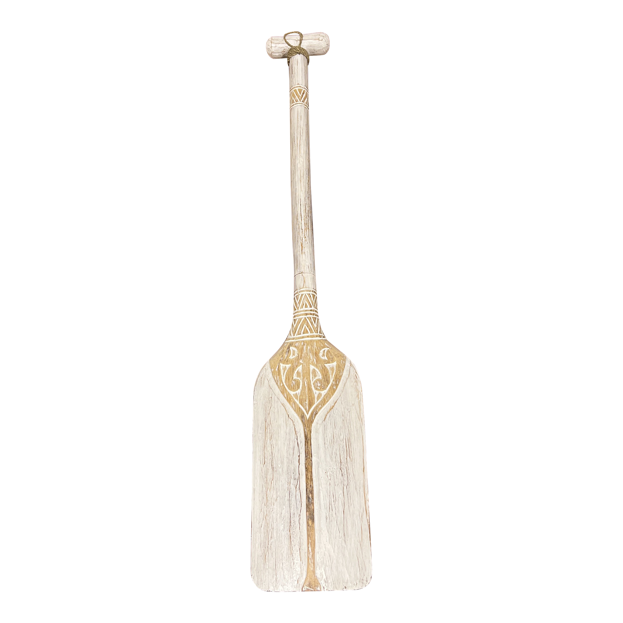 Contemporary Decorative Whitewash Carved Boat Paddle Wall Art by Asian ...