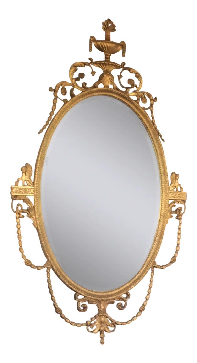 Large Vintage Adams Style Giltwood Mirror | Chairish