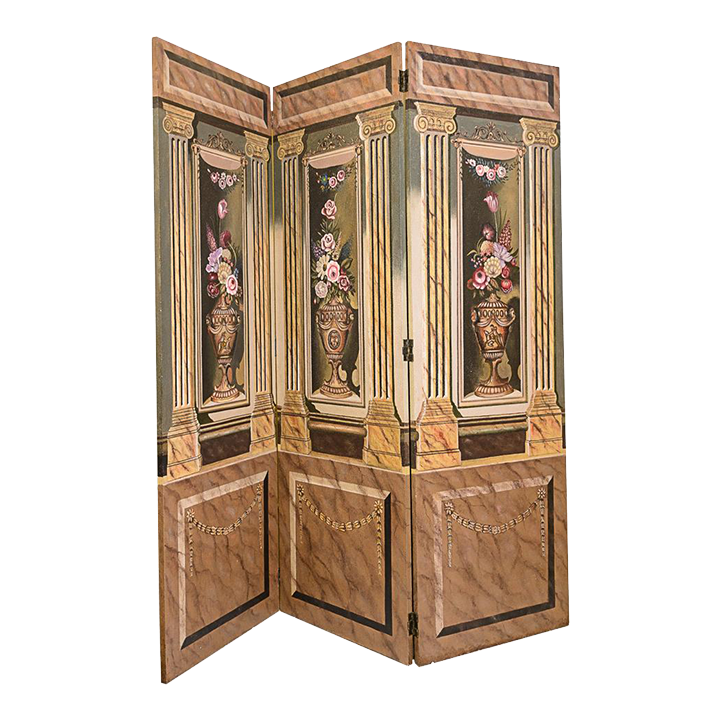Painted Screen -Three Panels | Chairish