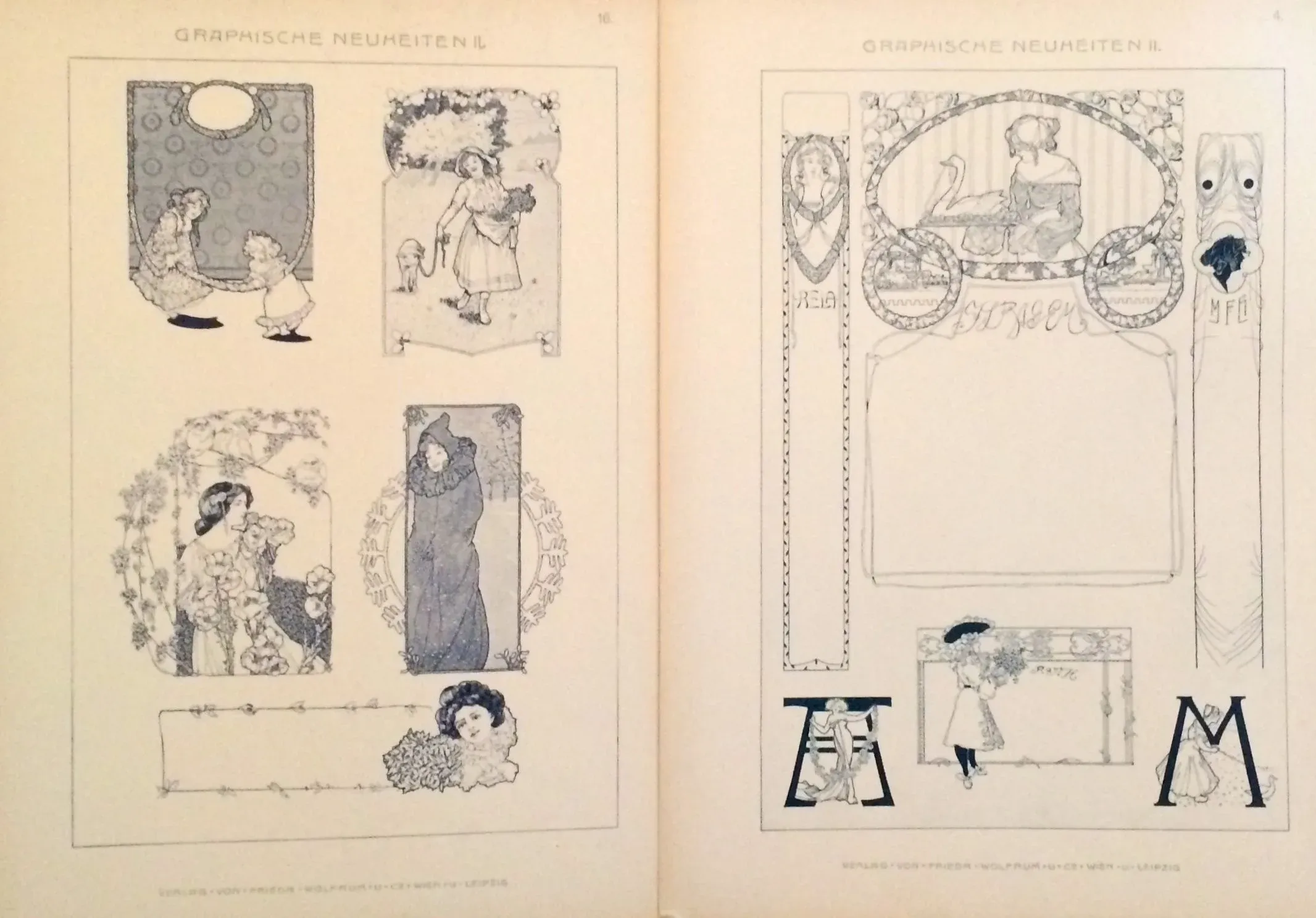 1900's German Decorator Prints, Blue Ladies - Pair | Chairish