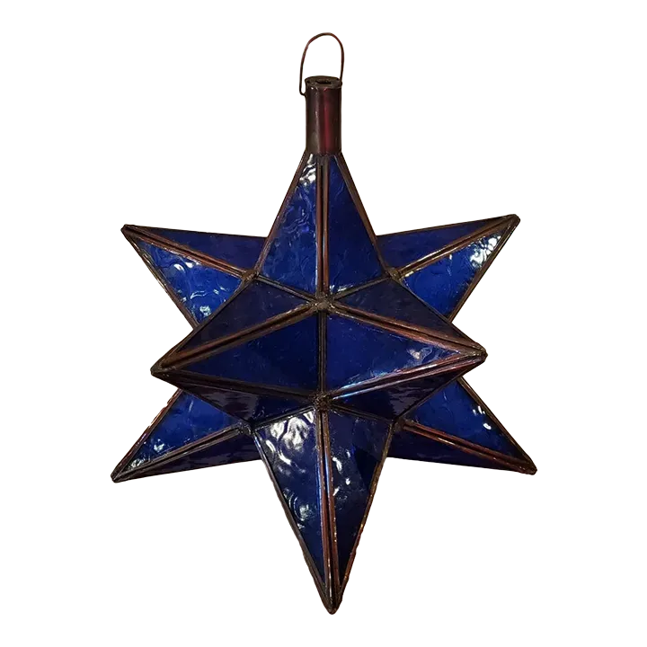 Handmade Blue Moroccan Star Lantern / Moravian Star | Chairish