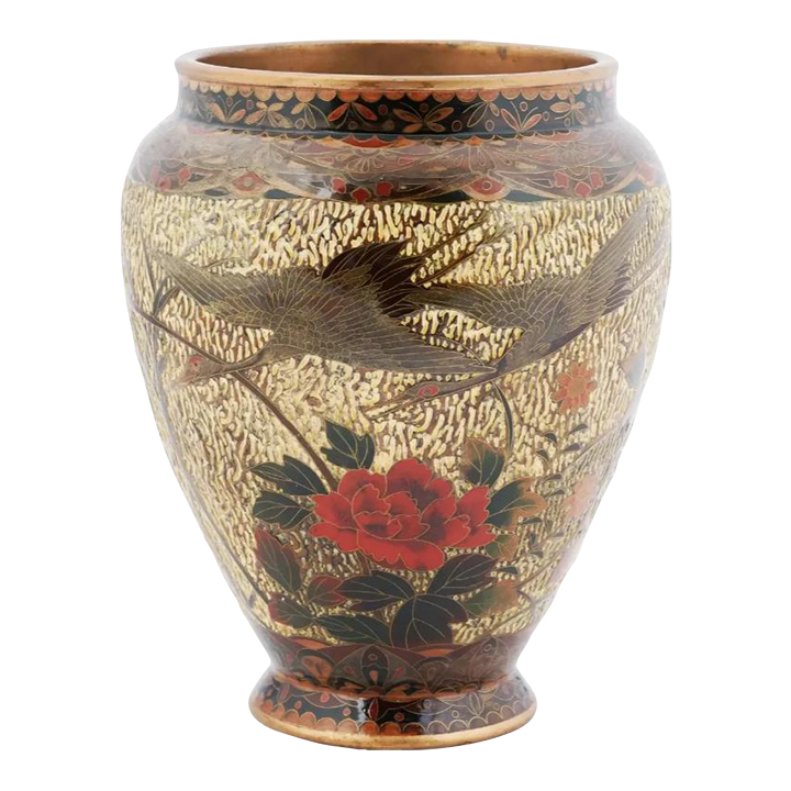 Antique Large Japanese Cloisonne on Porcelain | Chairish