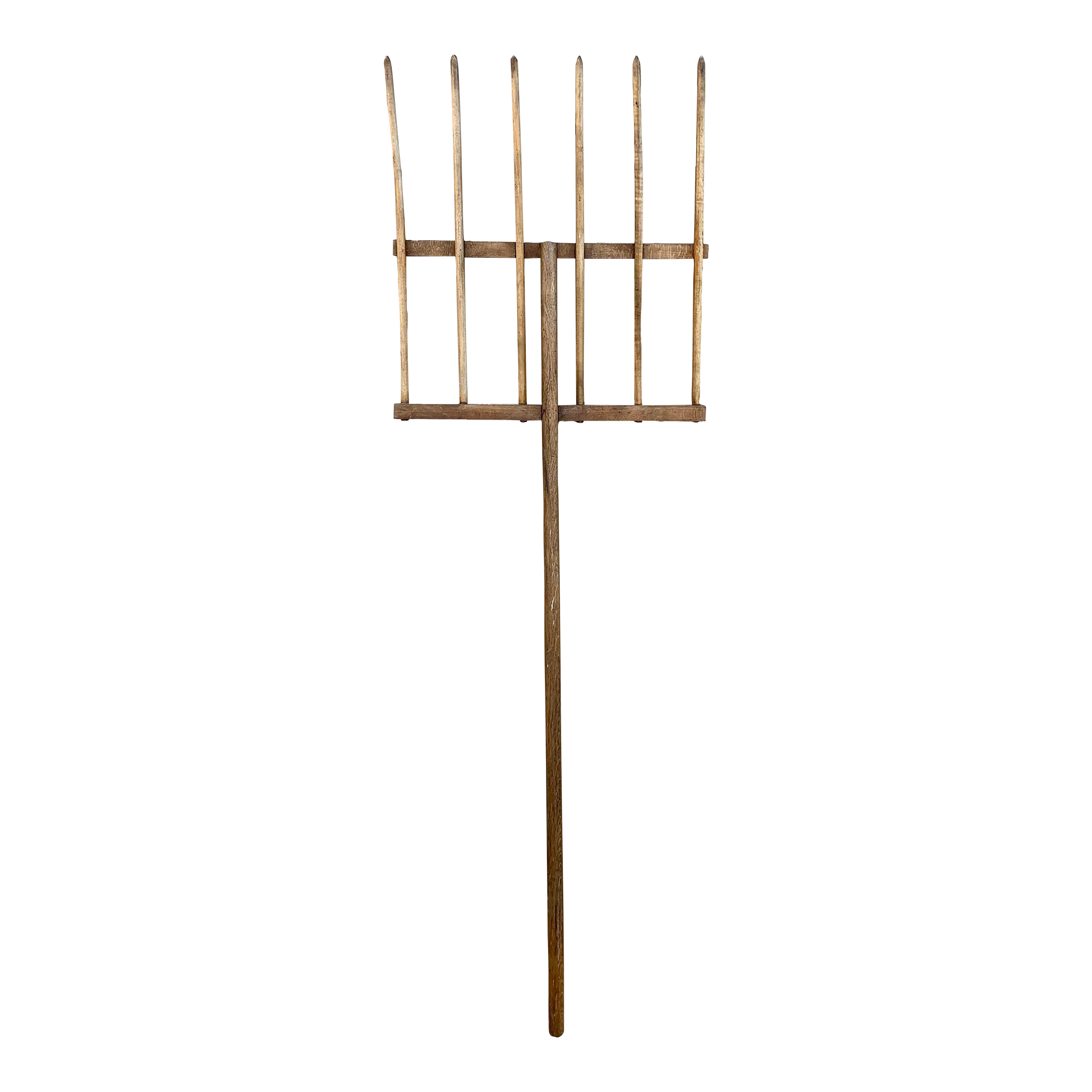 Antique 19th Century Monumental Hand Made Wooden Pitchfork | Chairish