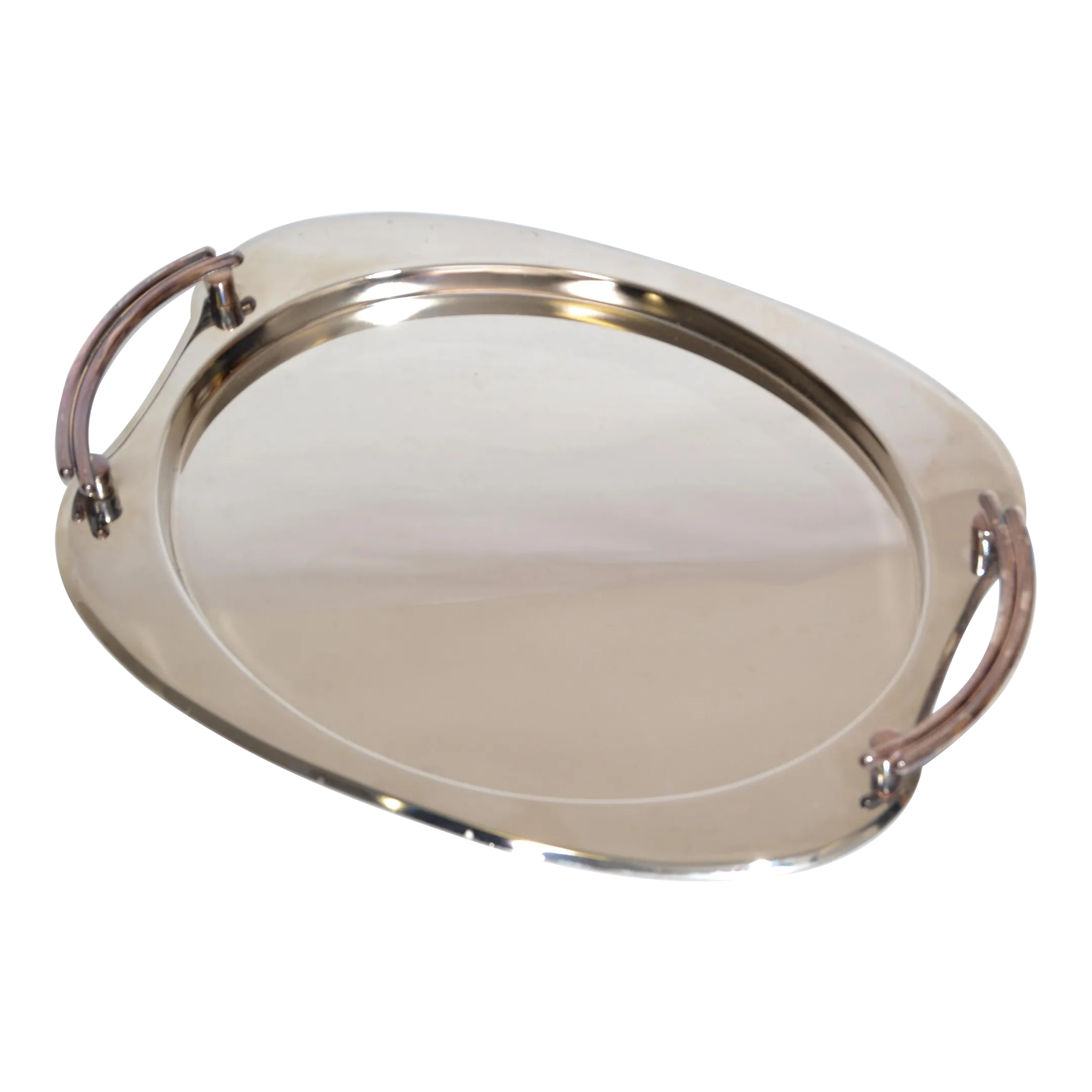 Art Deco Polished Steel & Silver Serveware Platter Barware Serving Tray ...