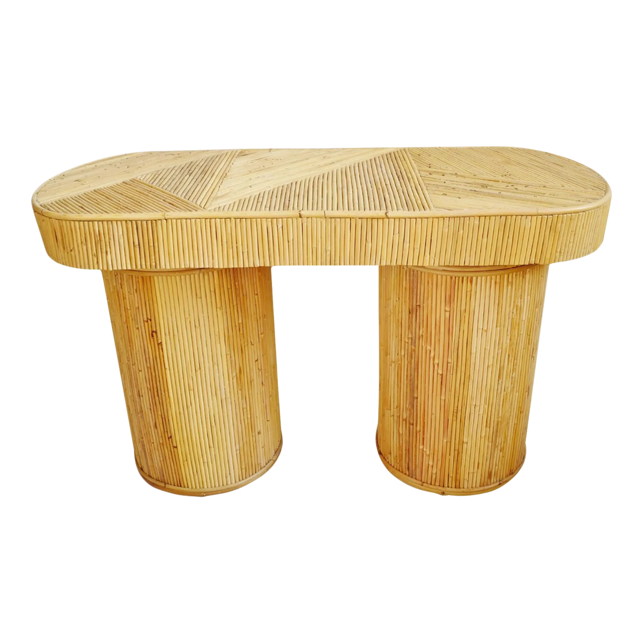 Deco Rattan Stick Console Table | Chairish