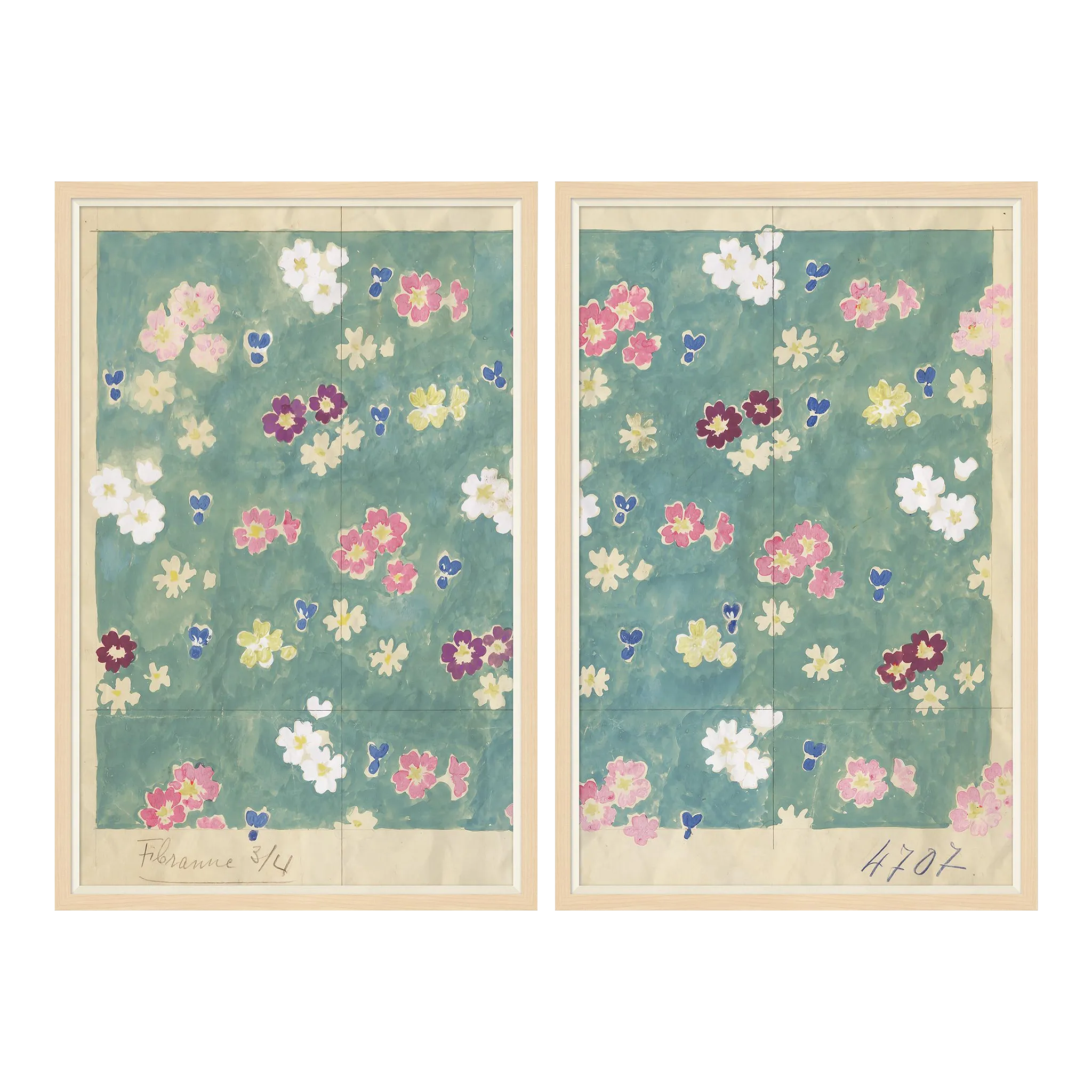 Flower Field Diptych Art Print in Maple Frame by Paule Marrot - Set of ...