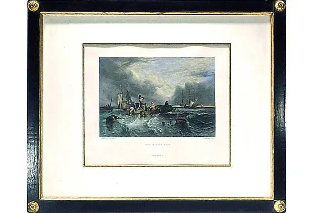 Vintage "The Market Boat" Engraving | Chairish