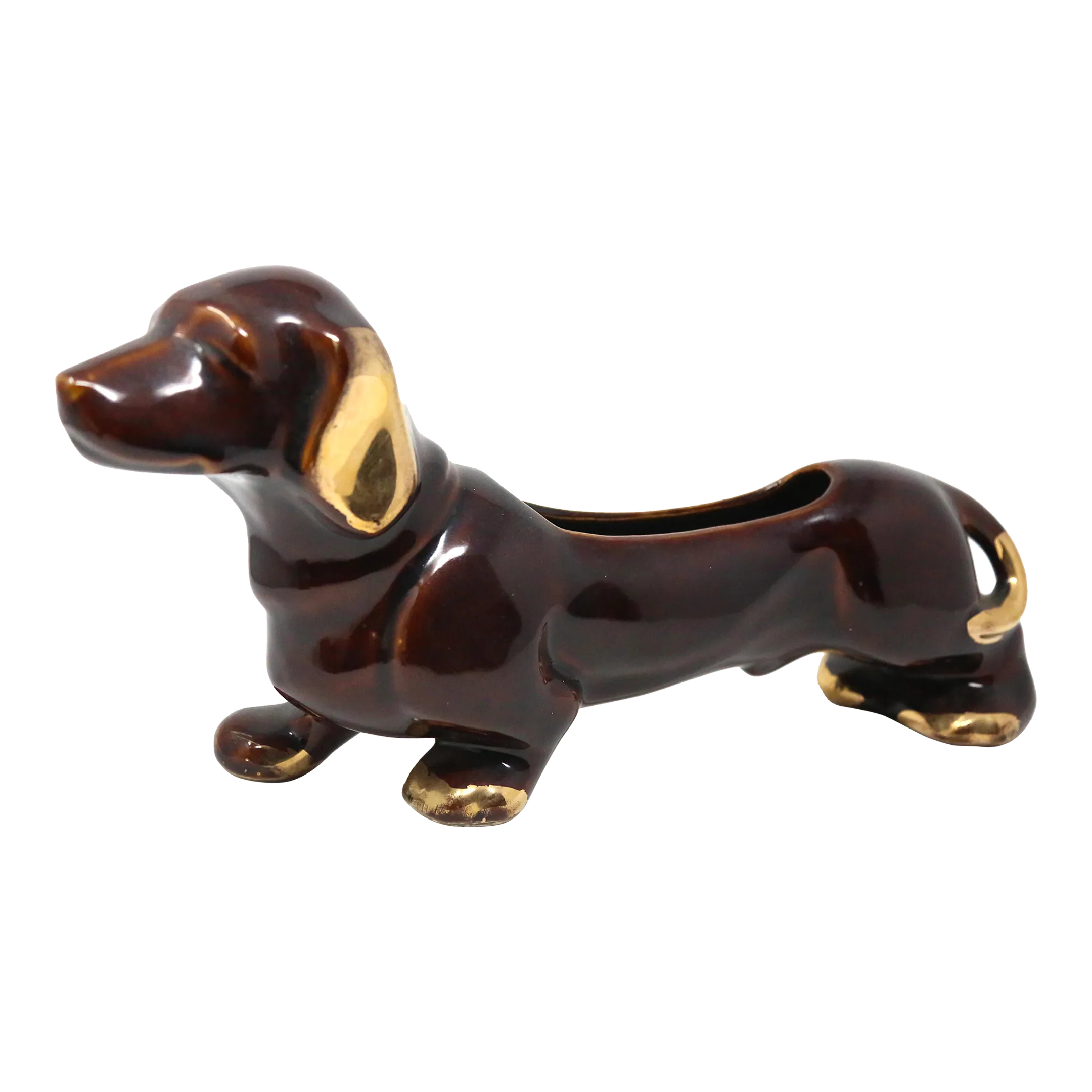 Vintage Ceramic Dachshund Dog Planter | Chairish