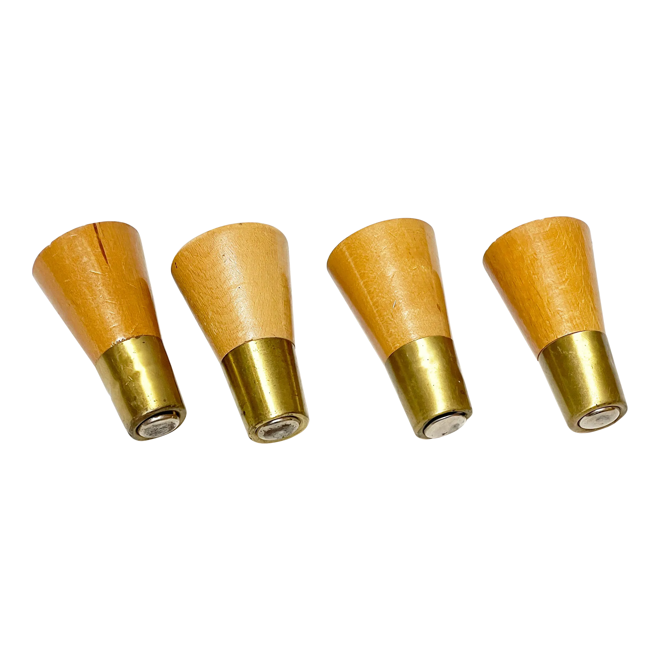 Authentic Mid Century Modern Short Tapered Wooden Table Legs With Brass ...