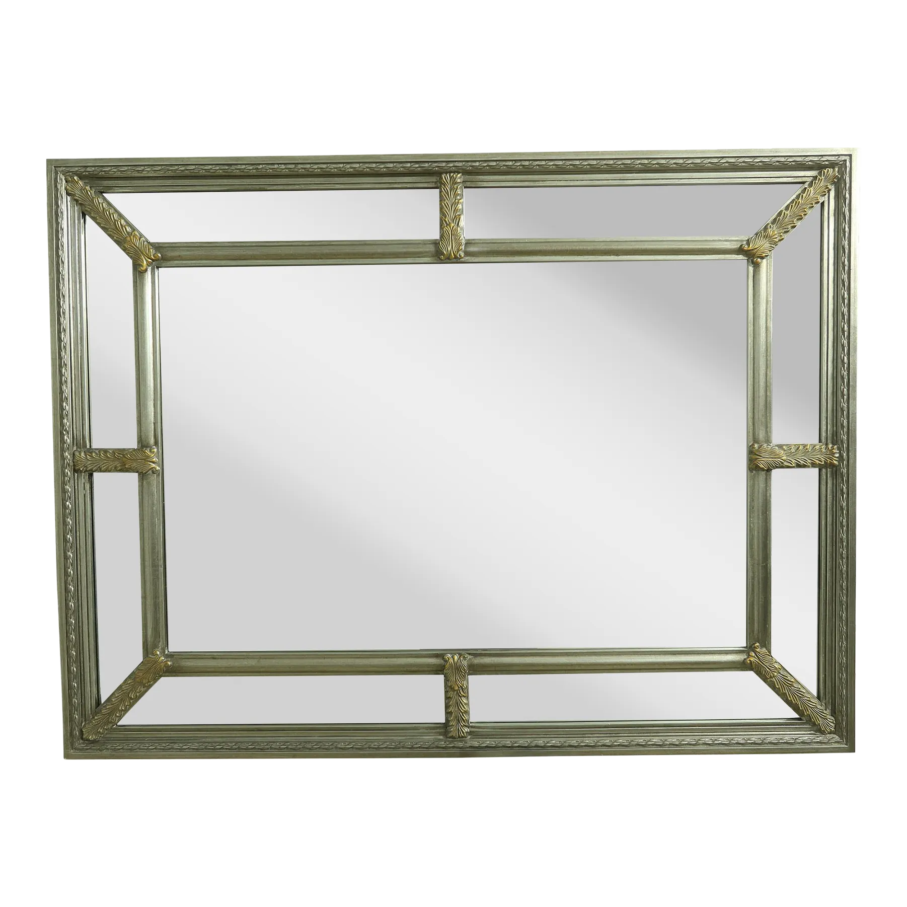 Bassett Silver Finish Rectangular Multi Panel Mirror | Chairish