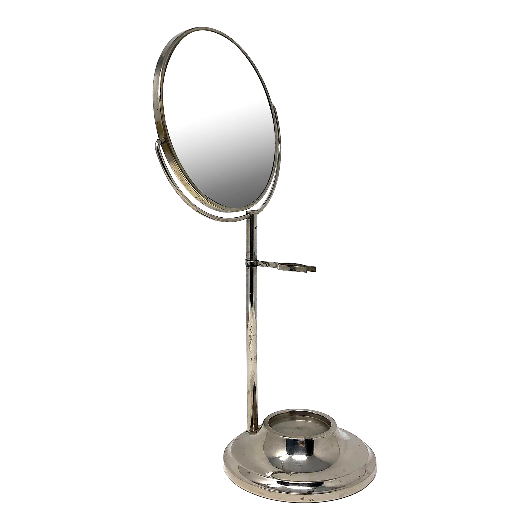Antique Art Deco Chrome Silver Pedestal Shaving Mirror on Stand With ...