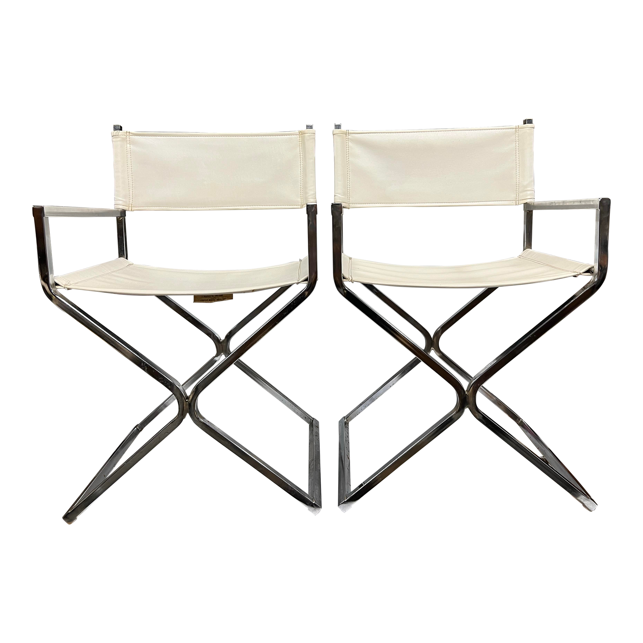 1960s Robert Kjer Jakobsen & Virtue Bros Directors Chairs White Chrome ...