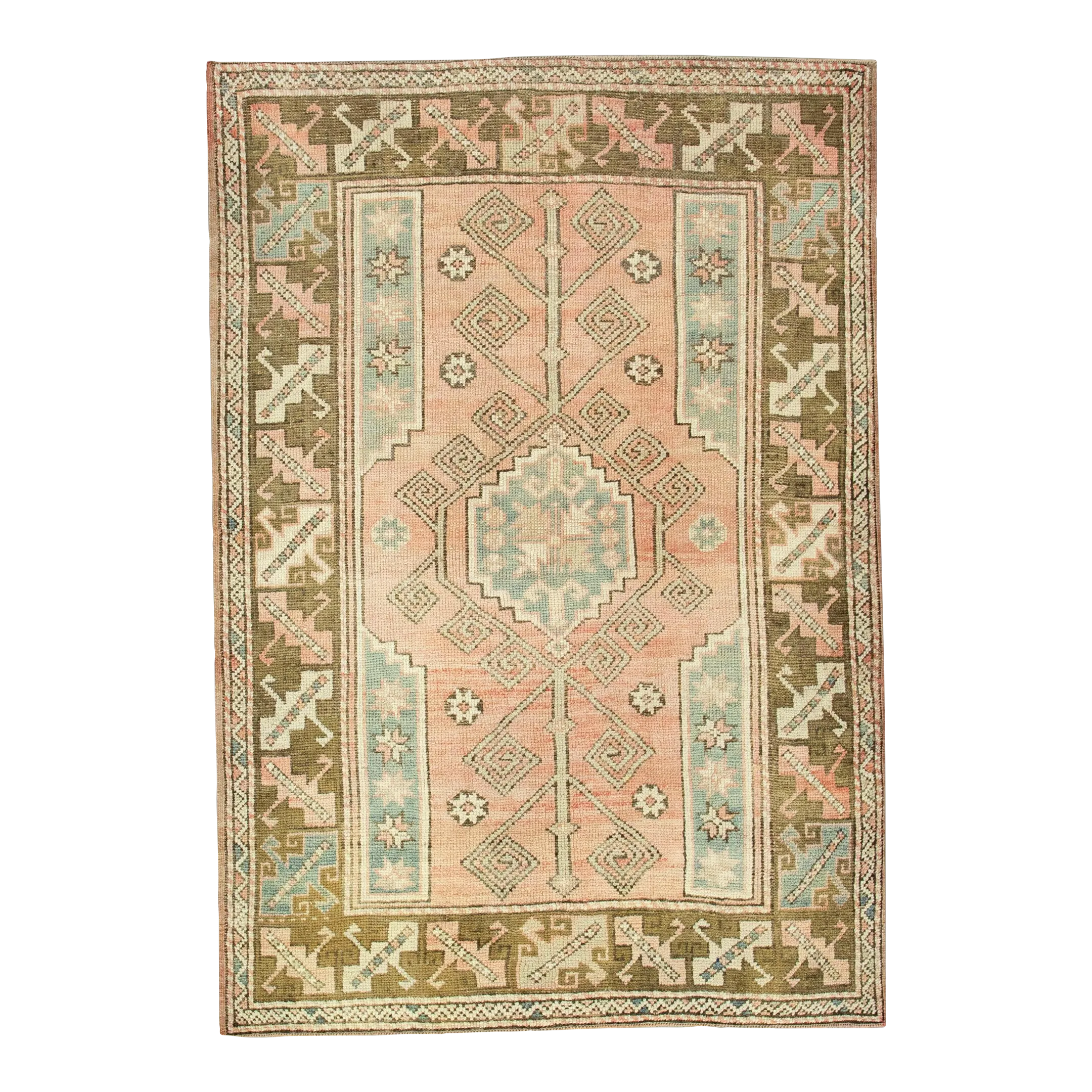 Vintage Handmade Turkish Rug Pastel Tones 4' X 5'10" | Chairish