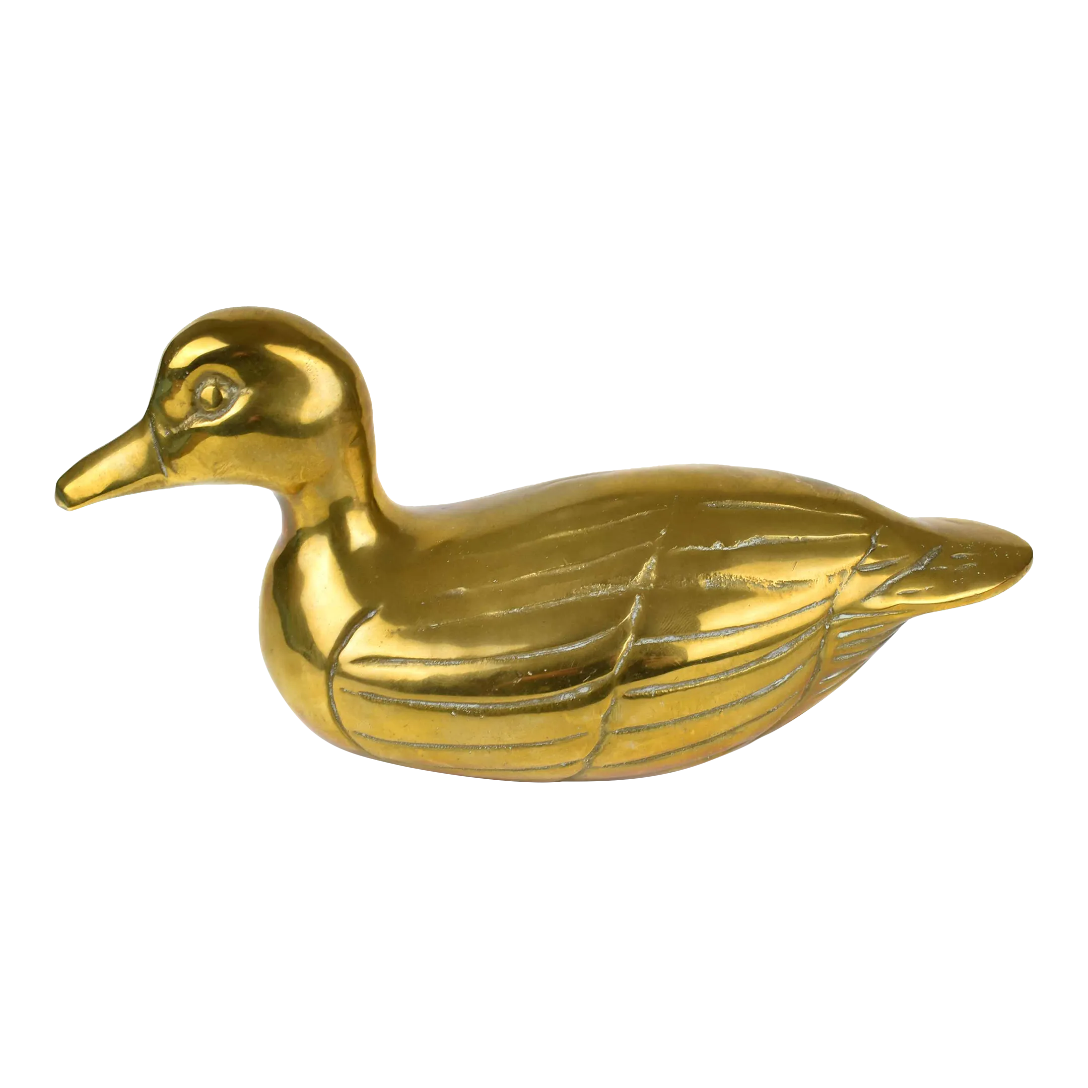 Mid 20th Century Solid Brass Duck Bird Figurine | Chairish