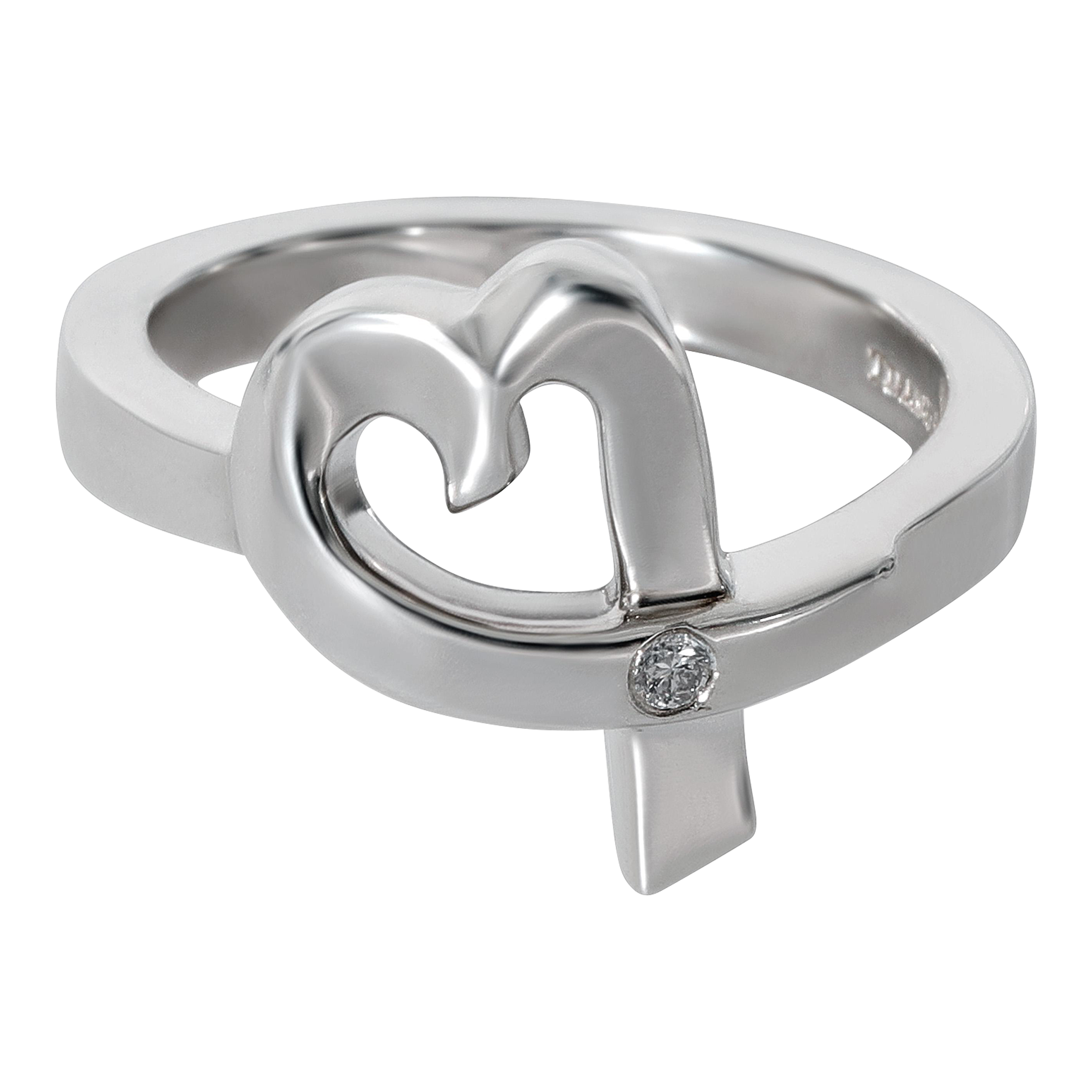 Tiffany & Co Paloma Picasso Loving Heart Diamond Ring Sterling Silver 0 ...