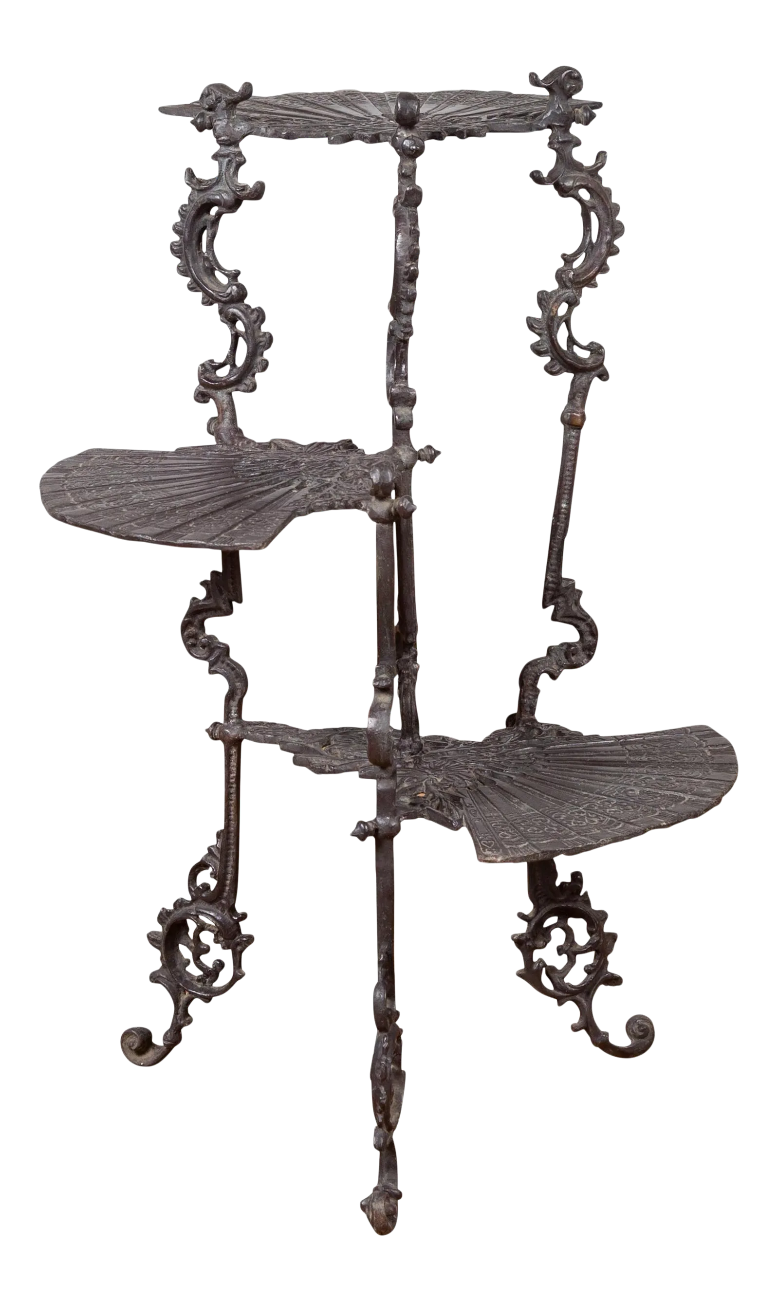 Contemporary Bronze Fan Shelves & Rococo Style Scrolls Display Stand ...