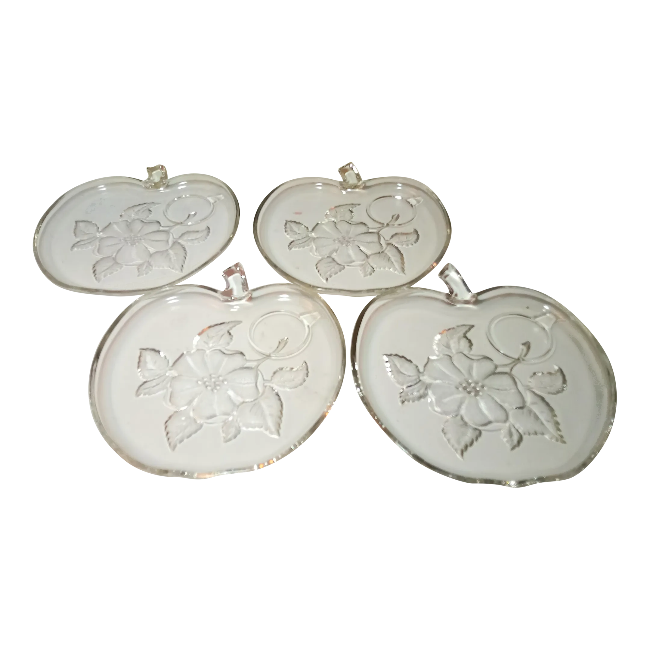 1950s Hazel-Atlas Apple Blossom Snack Plates- Set of 4 | Chairish