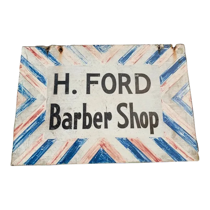 1920s Painted Metal Barber Shop Sign | Chairish