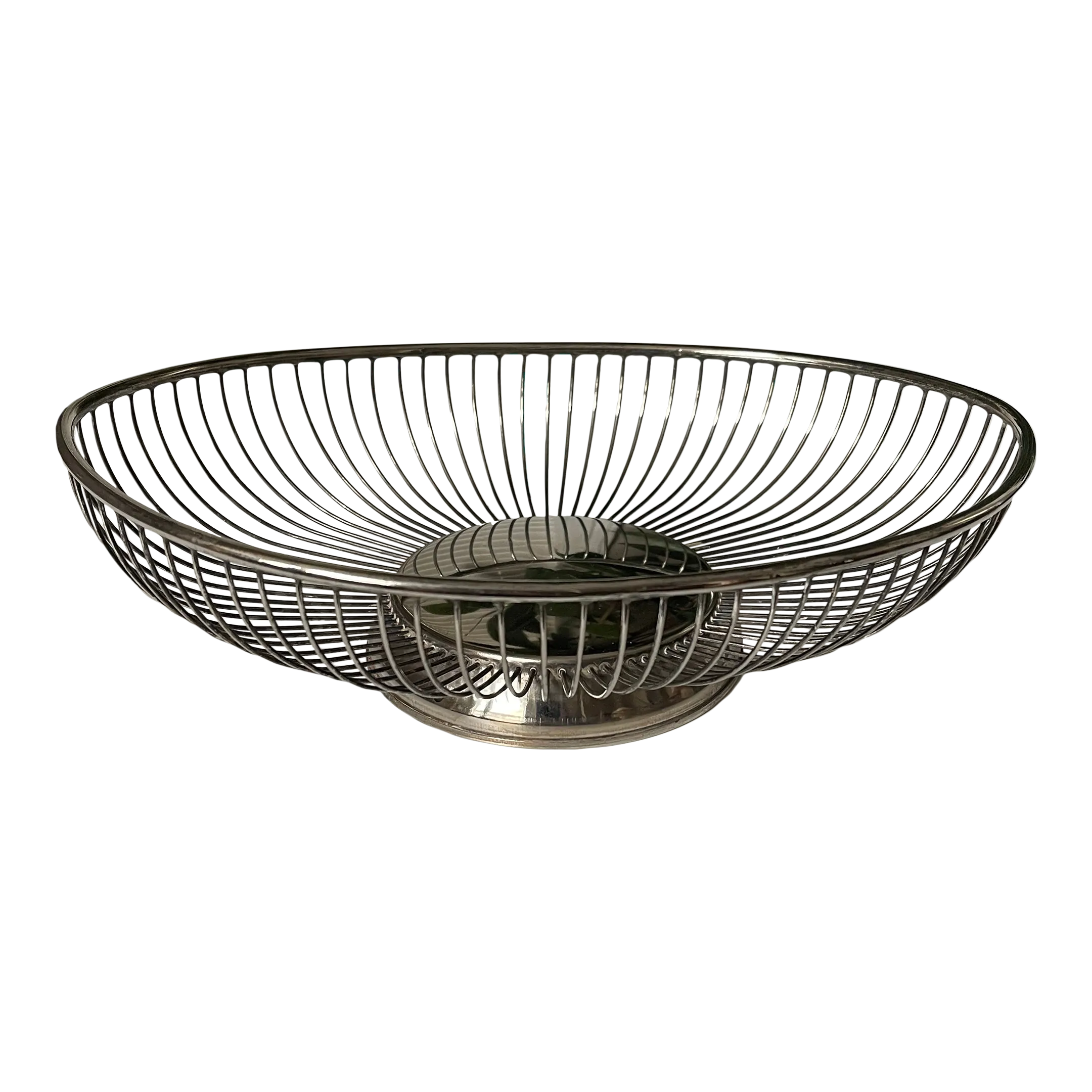 Vintage Mid-Century Modern Leonard Silverplate Wire Basket | Chairish