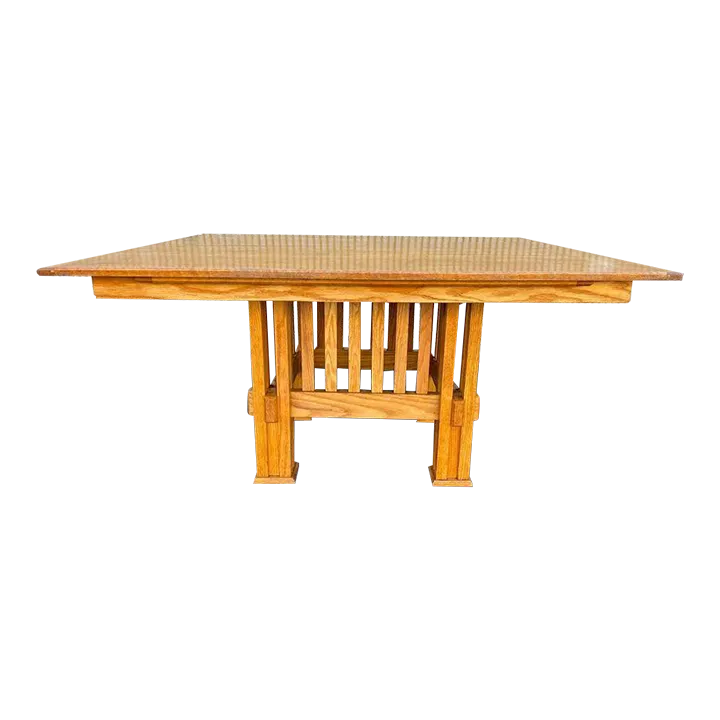 Late 20th Century Solid Wood Art & Craft Dining Table. | Chairish