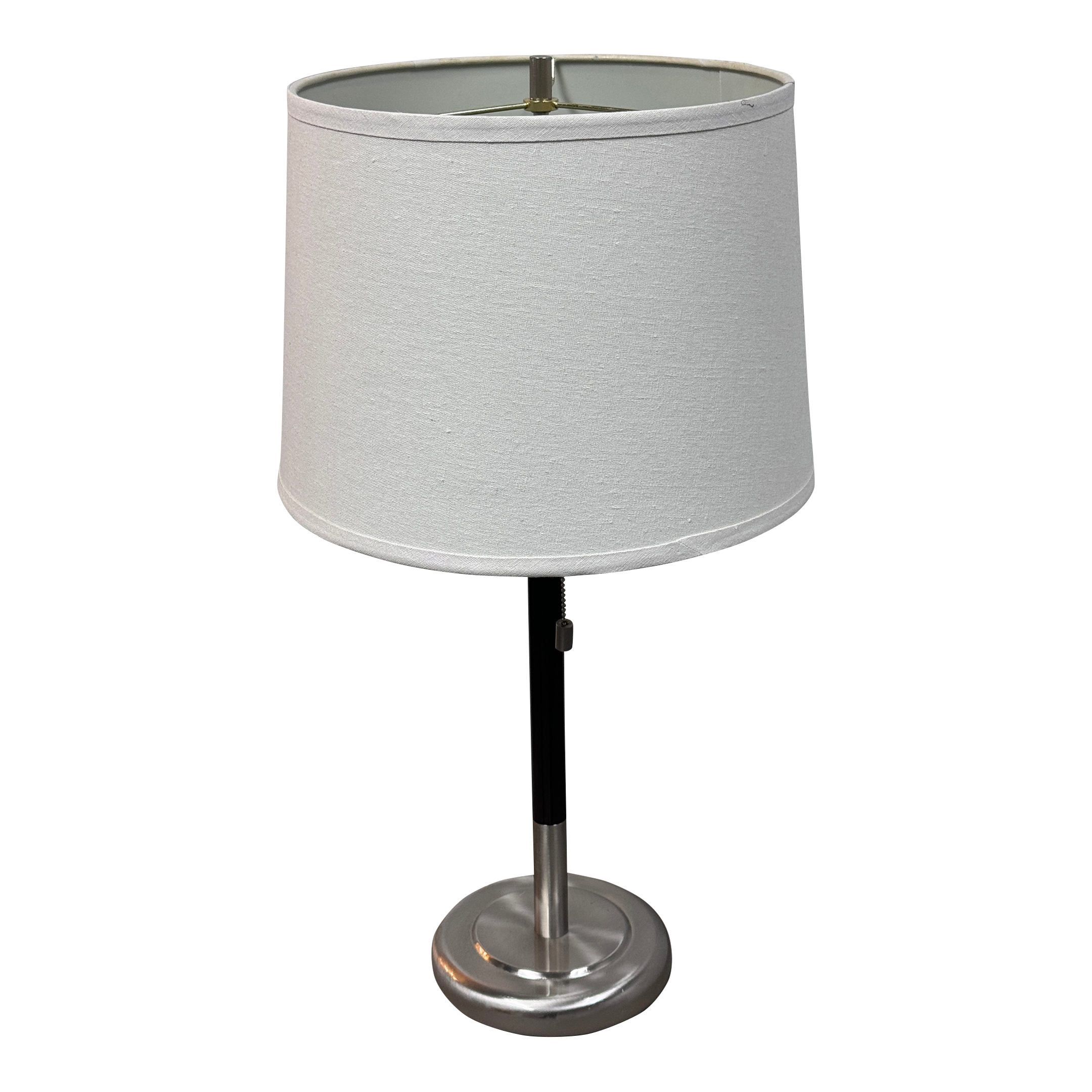 Contemporary Silver Finish + Leather Wrap Table Lamp | Chairish