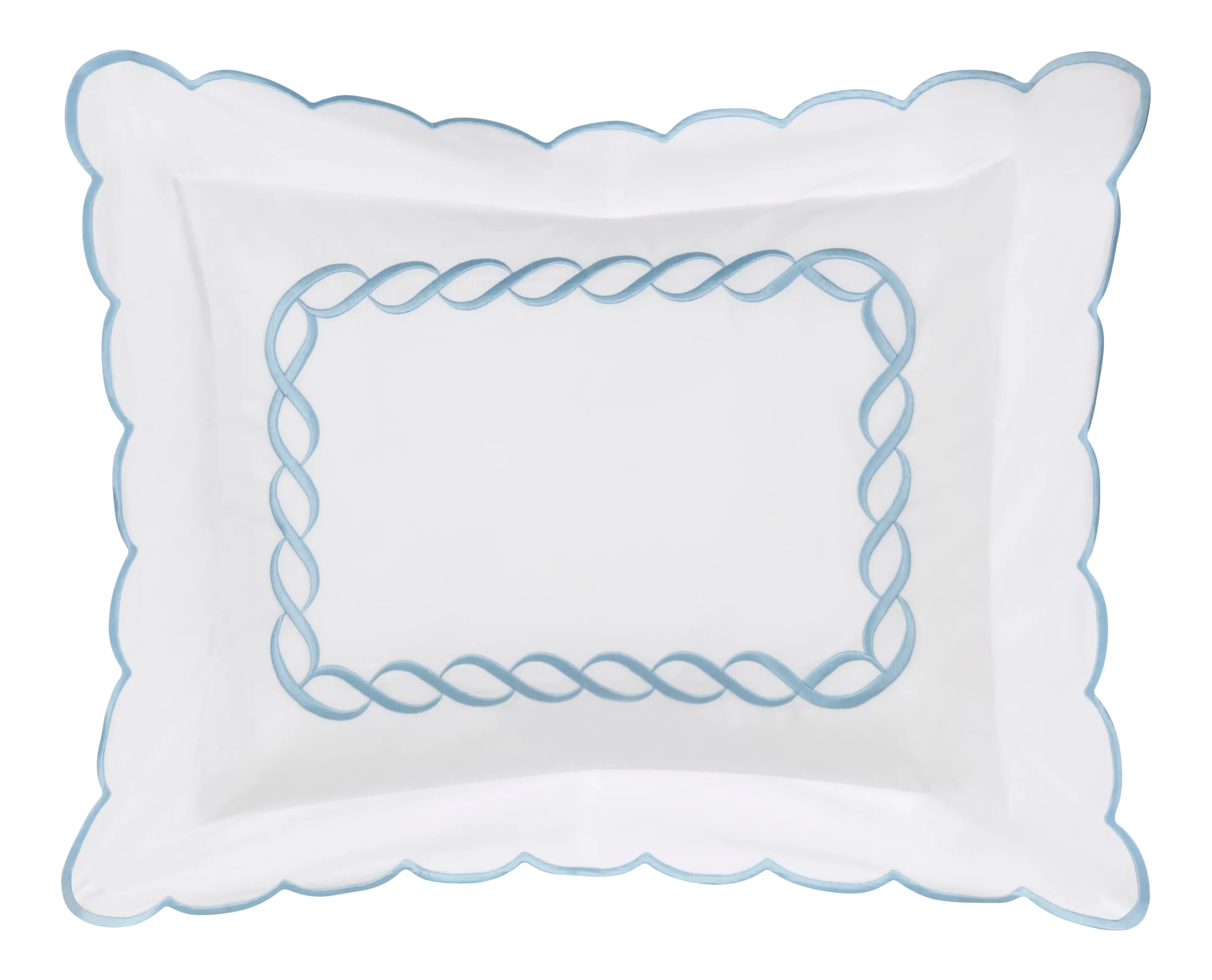 Scalloped Chain Boudoir Sham in Light Blue | Chairish