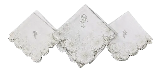 1920s French Tea Napkins W/ Tablecloth, 7 Pieces | Chairish