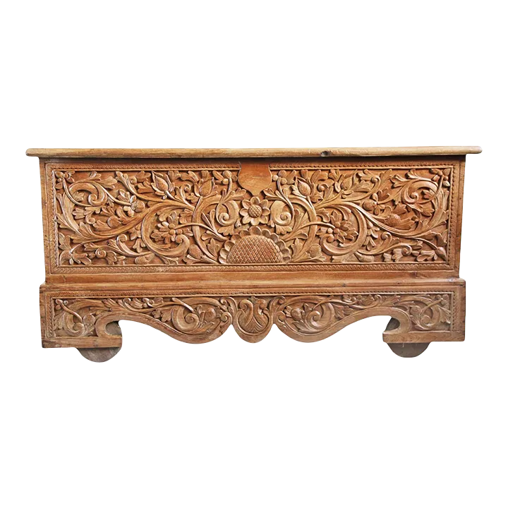 Antique Java Teak Wood Trunk | Chairish